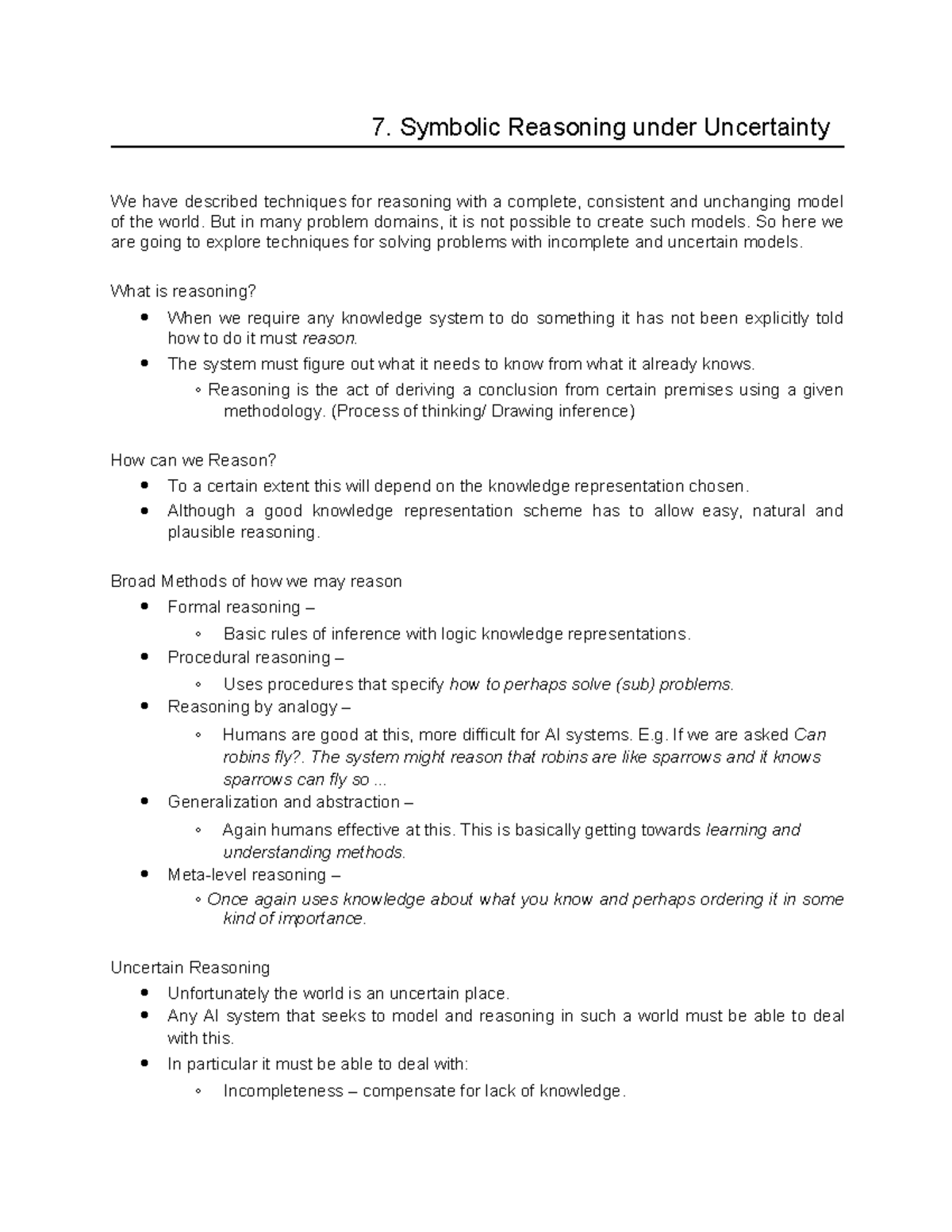 Module 3 - 7. Symbolic Reasoning under Uncertainty We have described ...