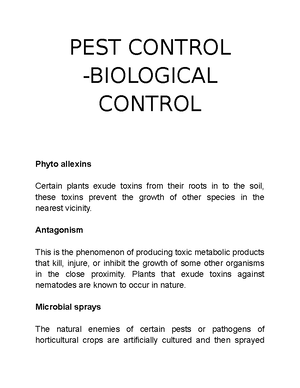 Cultural Control - PEST CONTROL -CULTURAL CONTROL This is the ...
