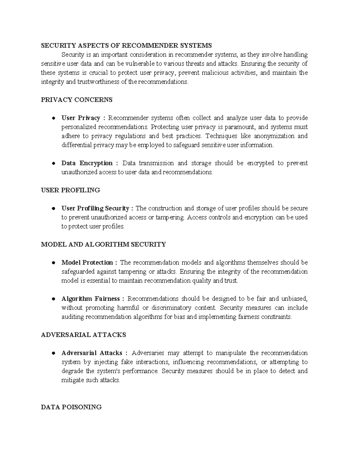 Security Aspects OF Recommender Systems - SECURITY ASPECTS OF ...