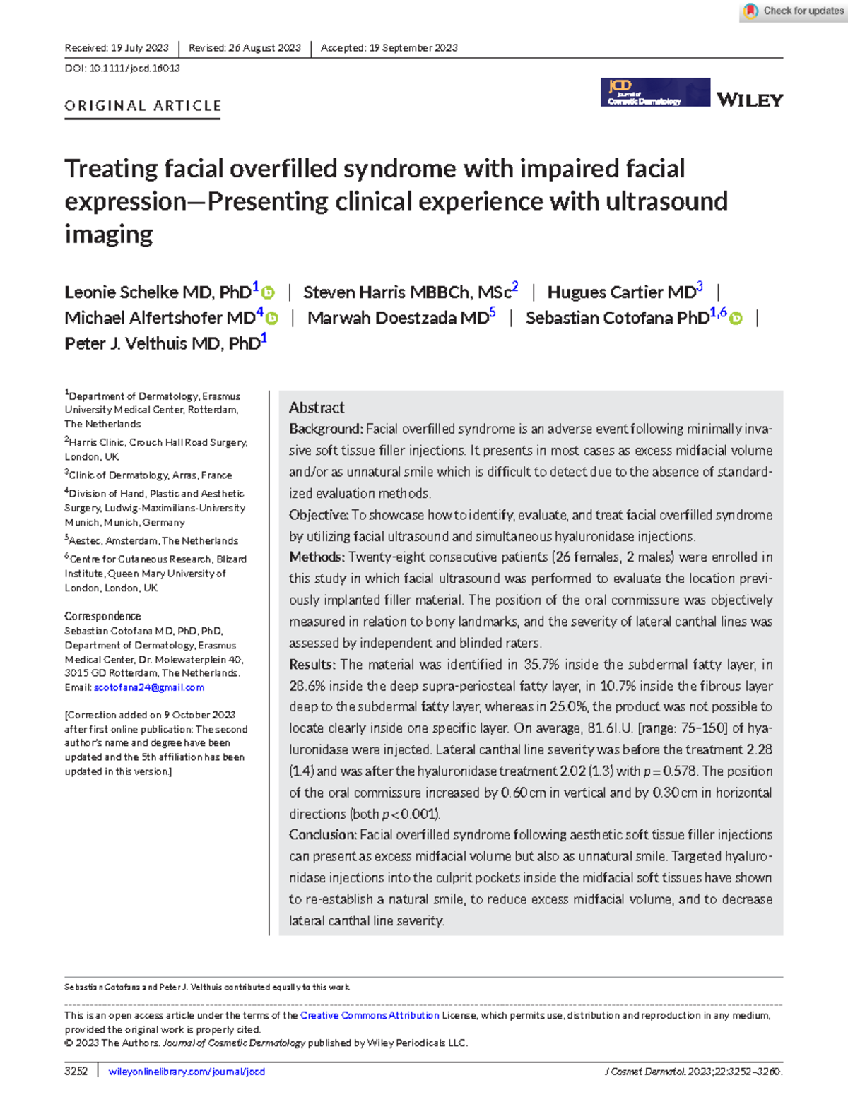 J of Cosmetic Dermatology - 2023 - Schelke - Treating facial overfilled ...