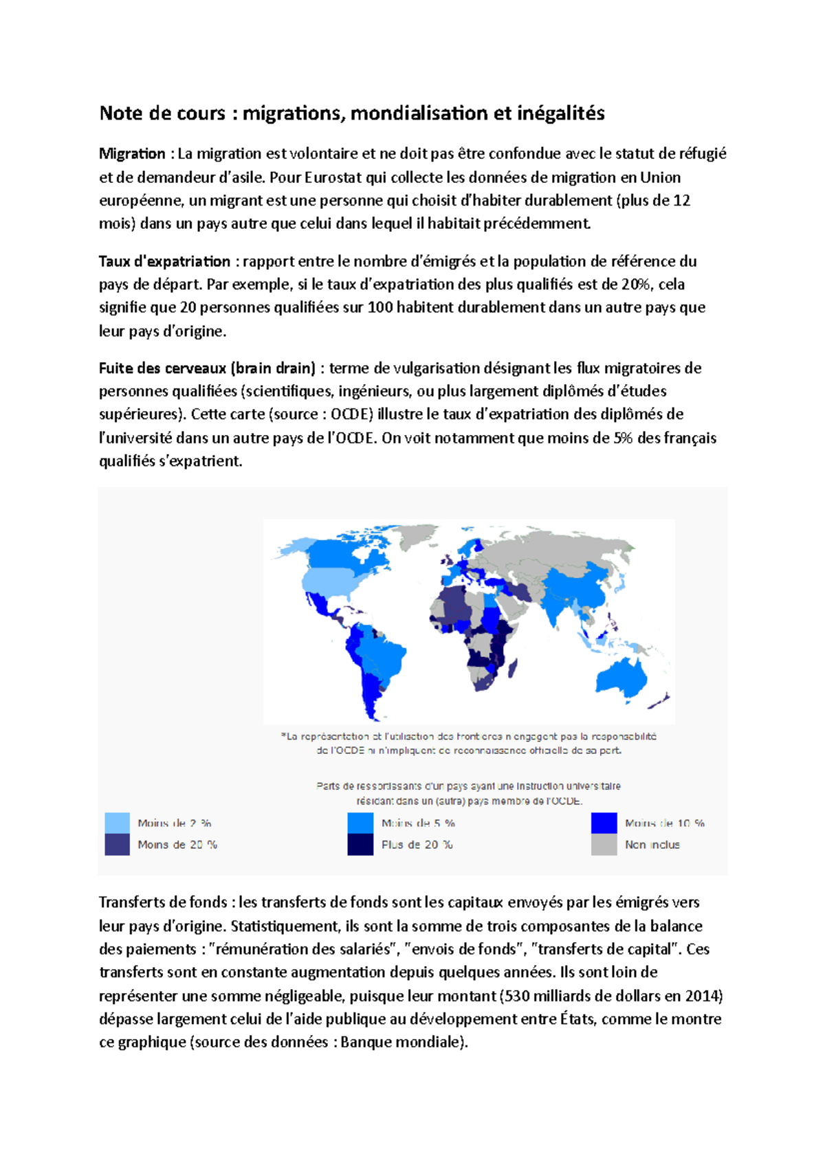 Note de cours : migrations, mondialisation et inégalités - Pour ...