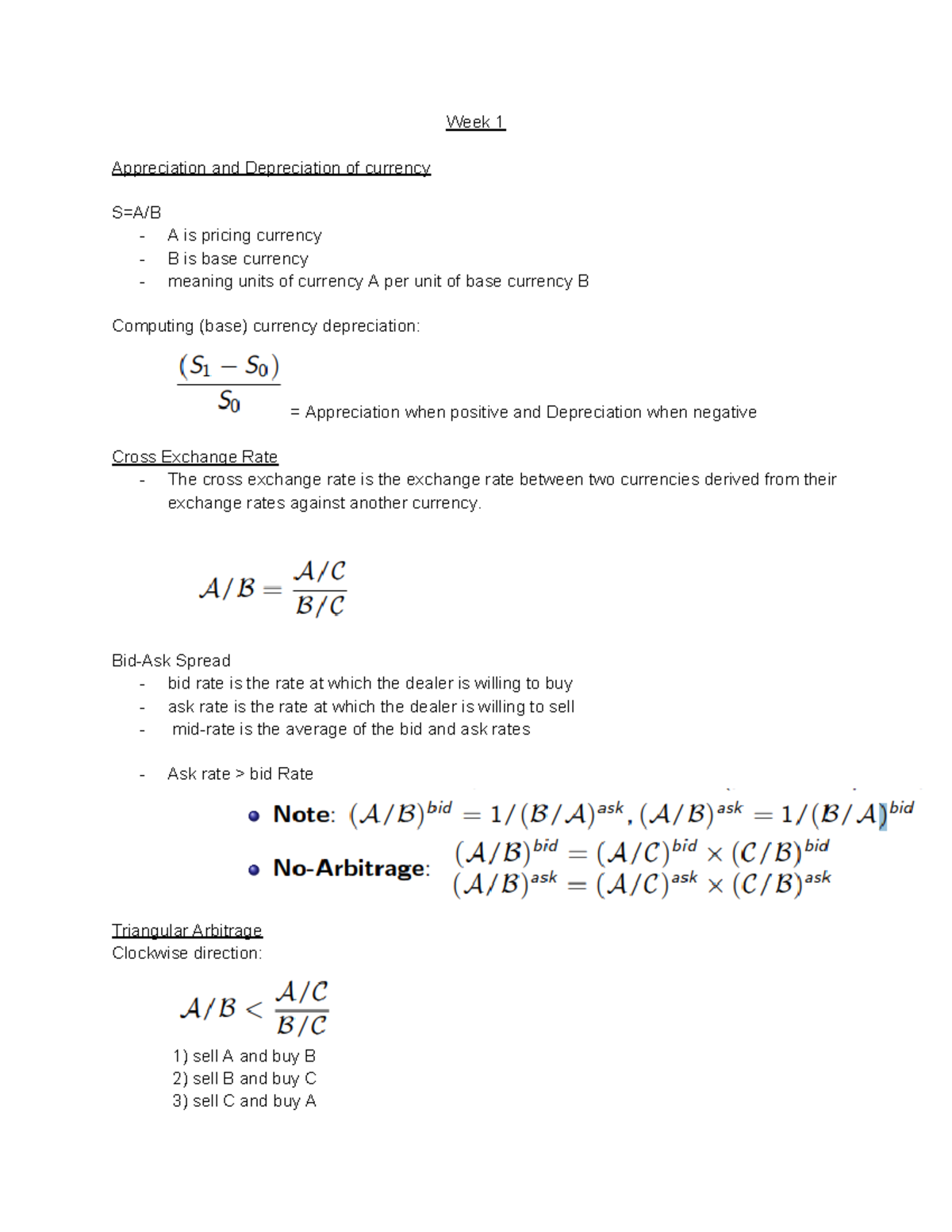 Week 1 IFM Formula - Week 1 Appreciation and Depreciation of currency S ...