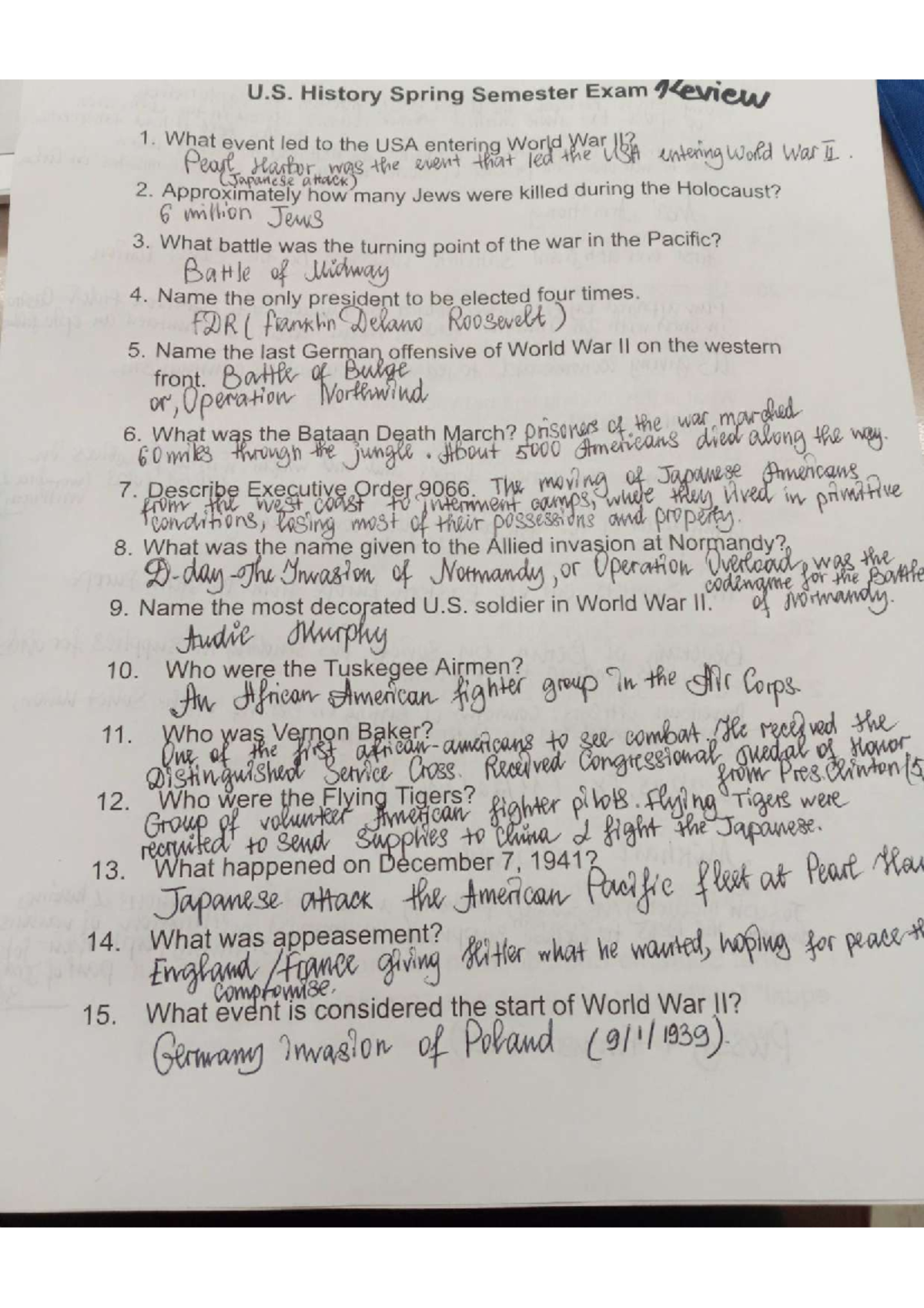 20220519 12015 6 - Exam review for US History course, detailed answers ...