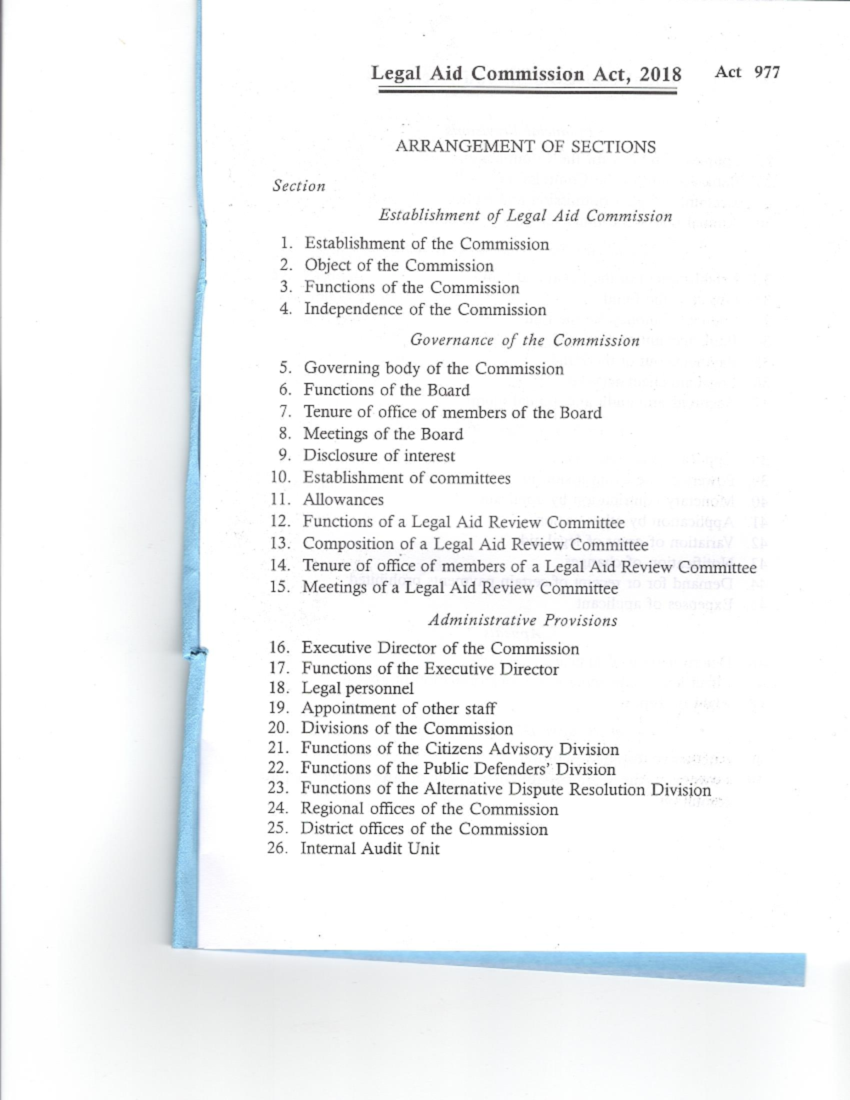 ACT 977 Legal AID Commission ACT 2018 - Criminal law - Studocu