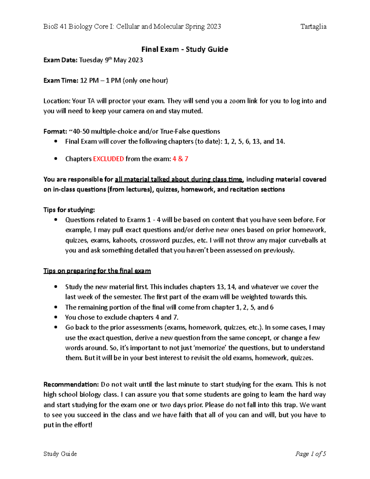 Bio S41 Study Guide Final-Exam 03May23 Update - Final Exam - Study ...
