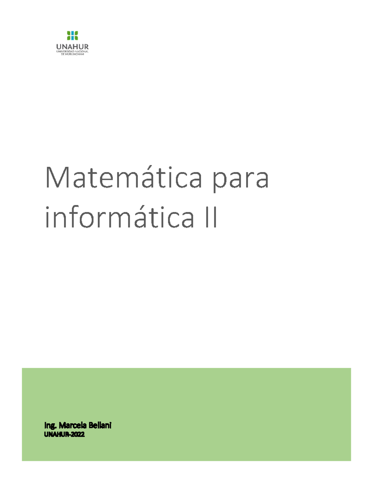 Matemática para Informática II - Matemática para informática II ...