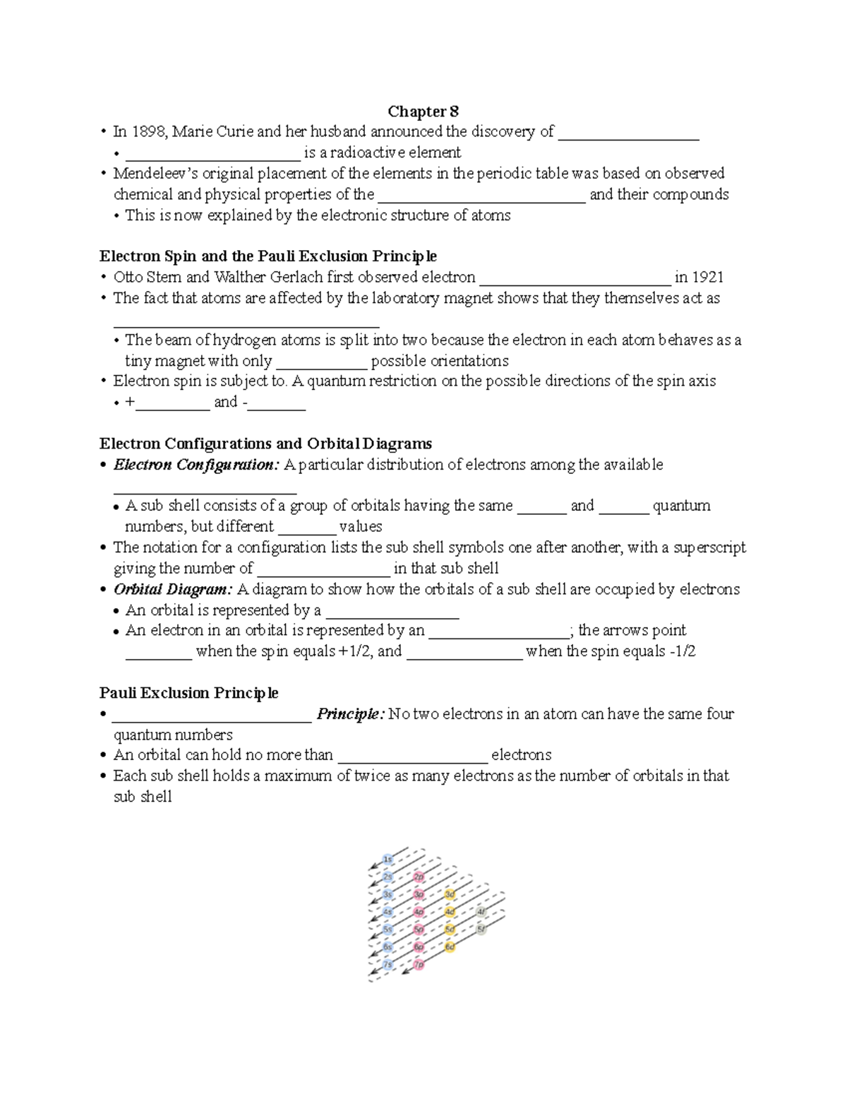 Ch8 chem - Chapter 8 textbook notes - Chapter 8 - In 1898, Marie Curie ...