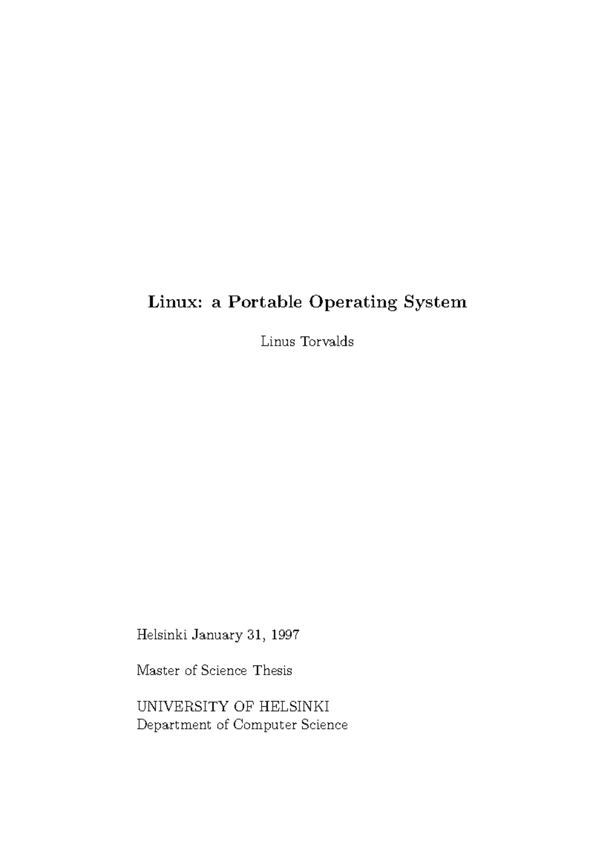 Linus Operating System Linux Linux A Portable Operating System