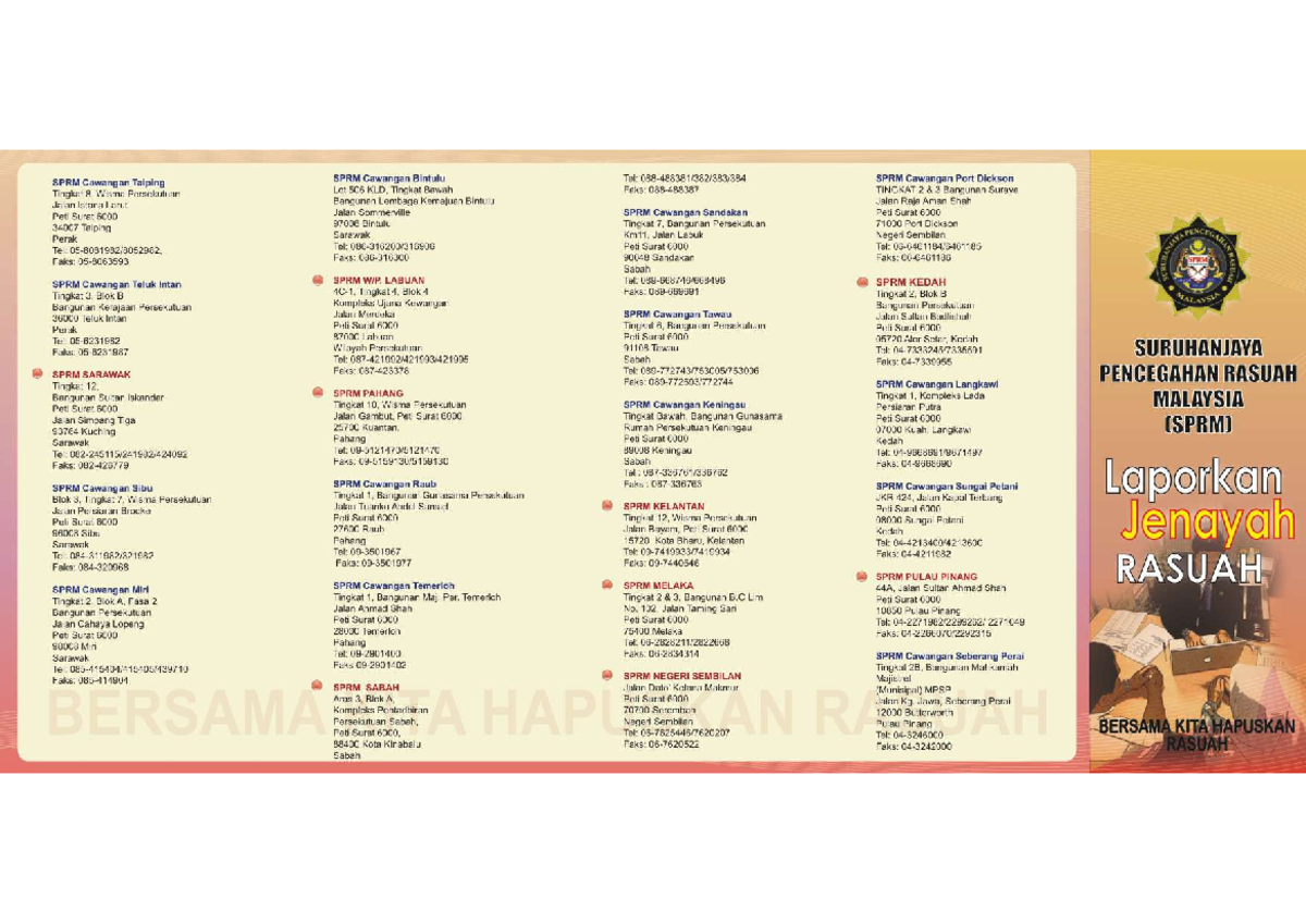 Laporkan jenayah rasuah my 15122020 - SPRM Cawangan Taiping SPRM ...