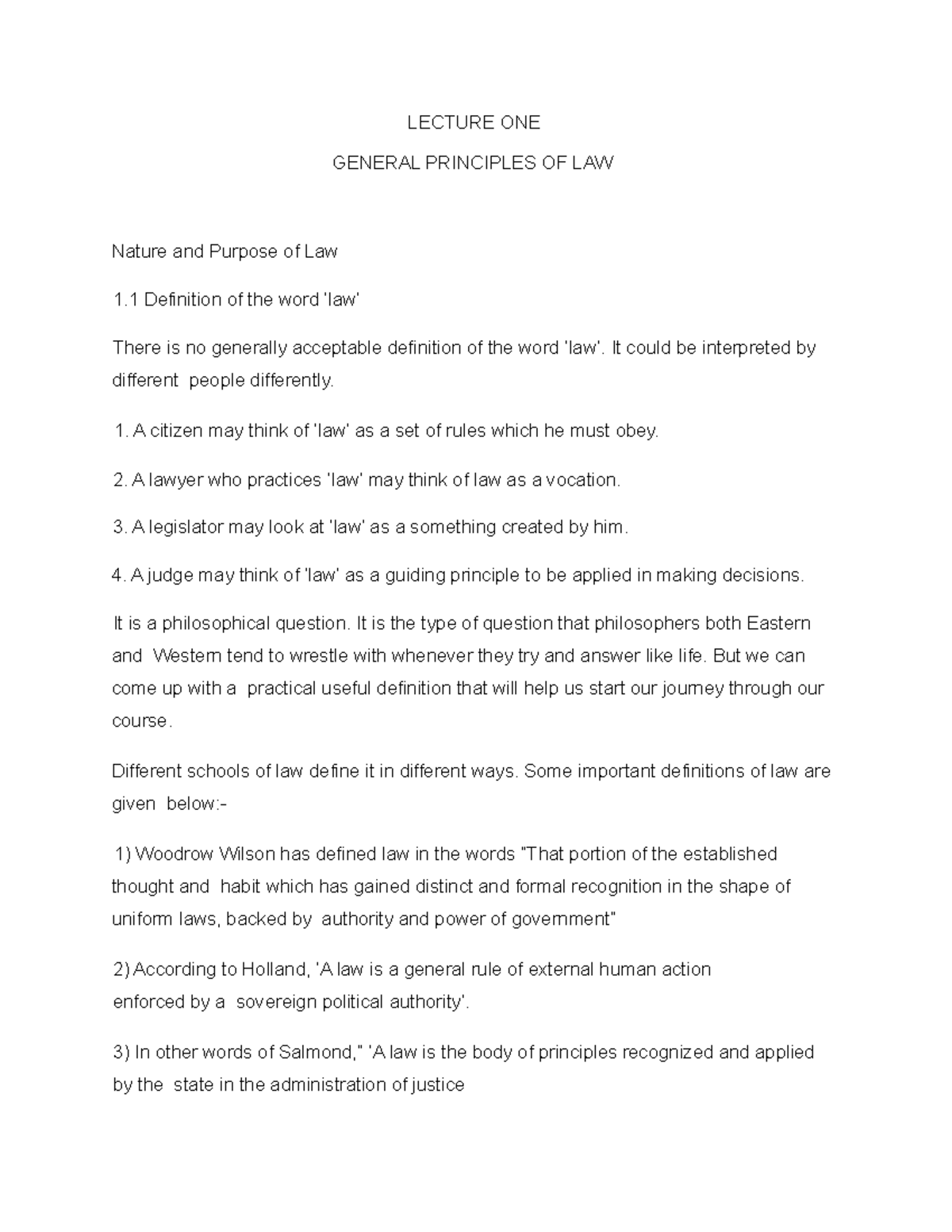 Topic.1 Nature AND Purpose OF LAW - LECTURE ONE GENERAL PRINCIPLES OF ...