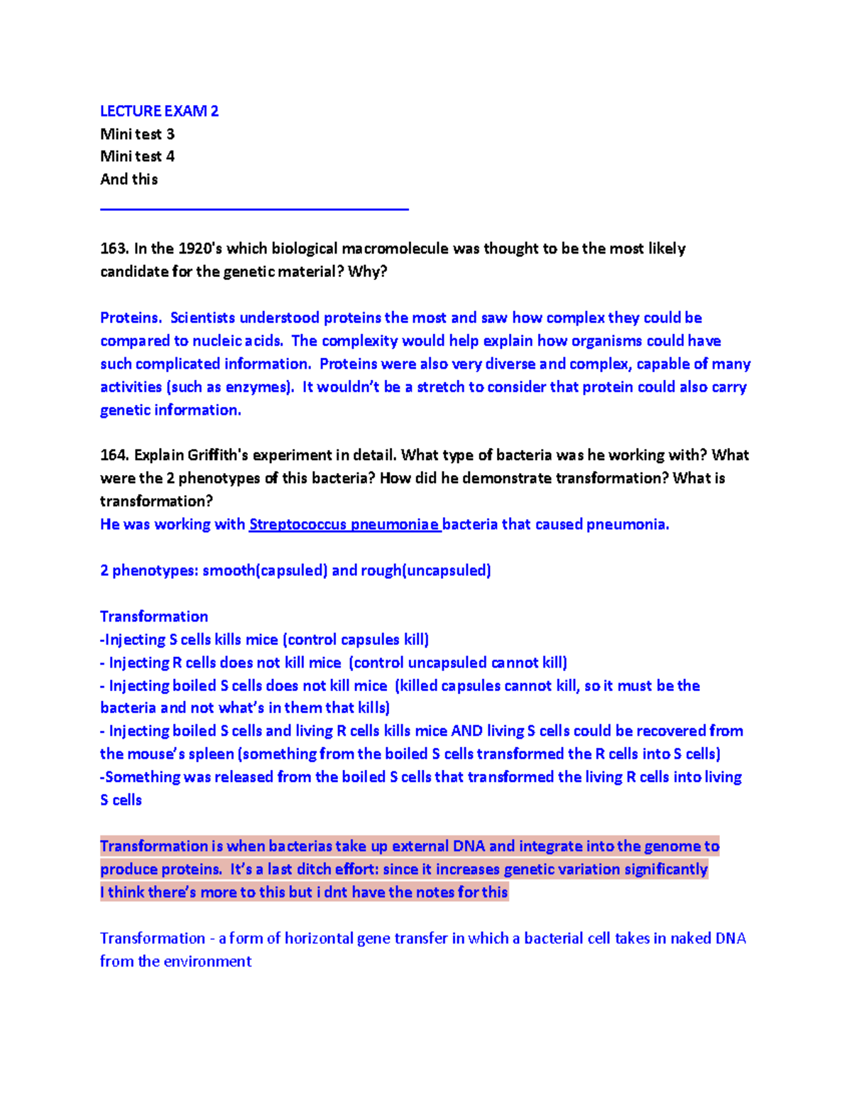 Lecture exam 2 final exam S - LECTURE EXAM 2 Mini test 3 Mini test 4 ...