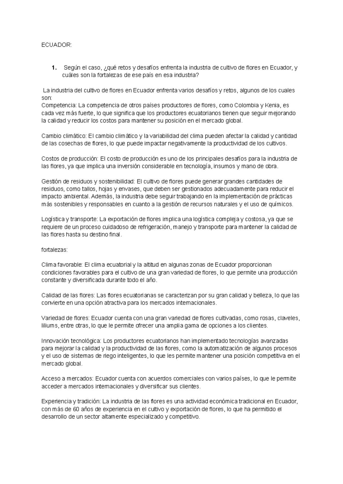 Ecuador. NNII - ECUADOR: 1. Según el caso, ¿qué retos y desafíos ...