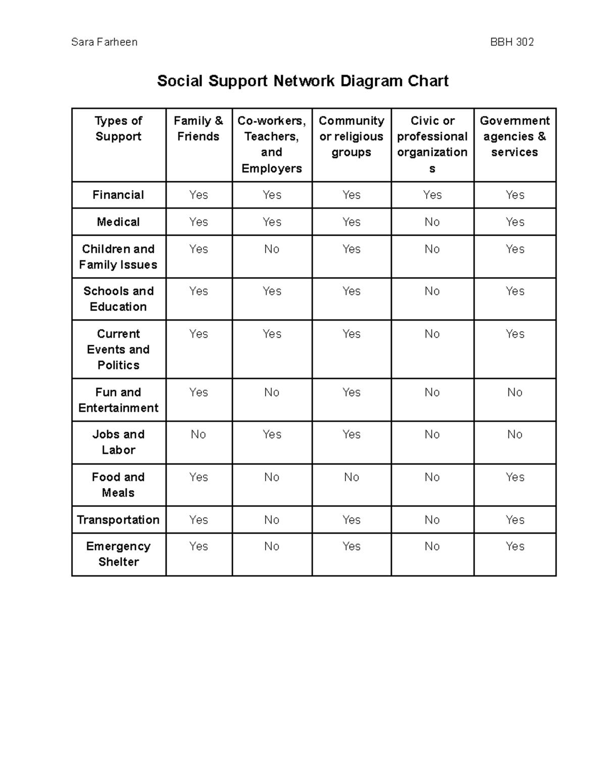 BBH 302 Social Support Network Diagram - It encompasses a wide range of ...