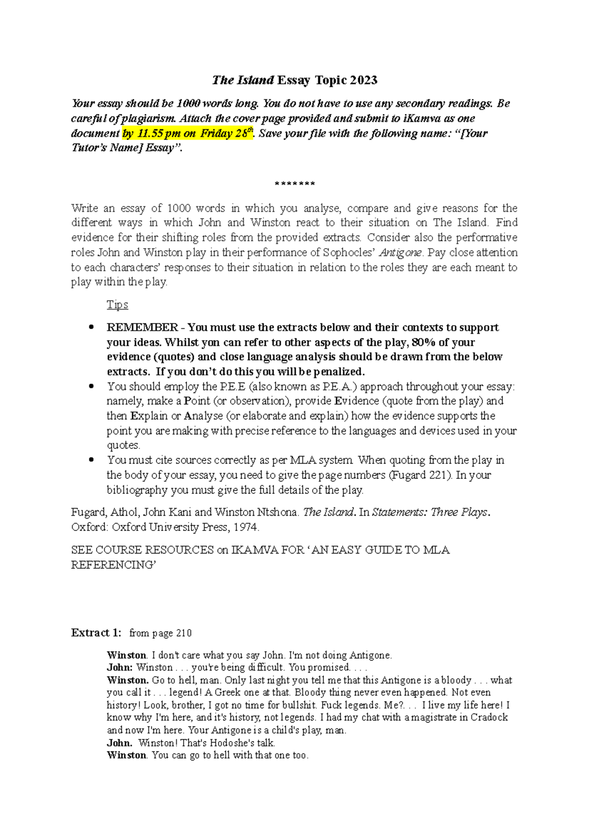 The Island - Assignment Question - The Island Essay Topic 2023 Your ...