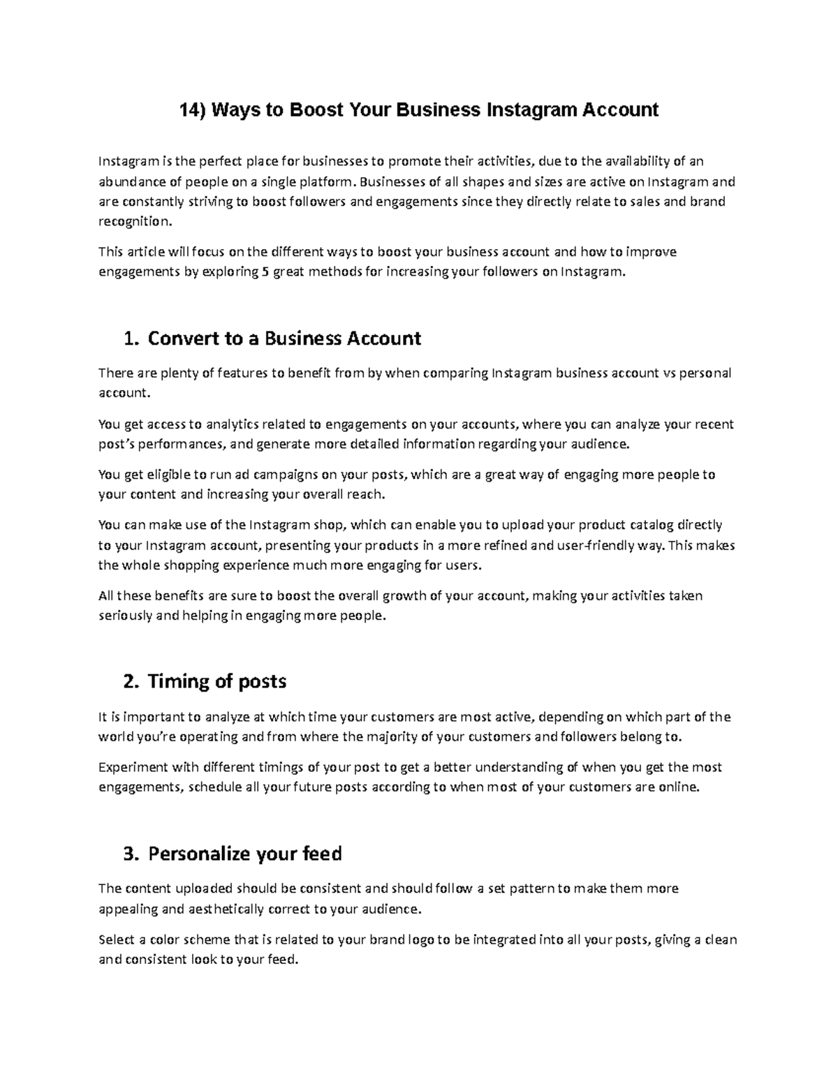 14-2 - Article writing assignment - 14) Ways to Boost Your Business ...