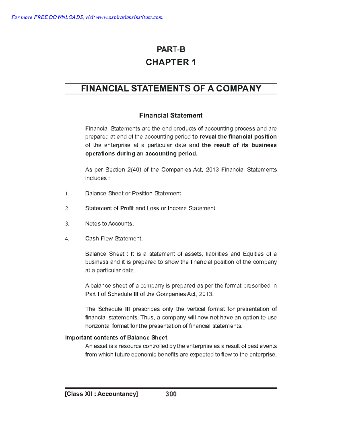 CBSE Class 12 Acc Notes Financial Statements of a Company - 300 PART-B ...