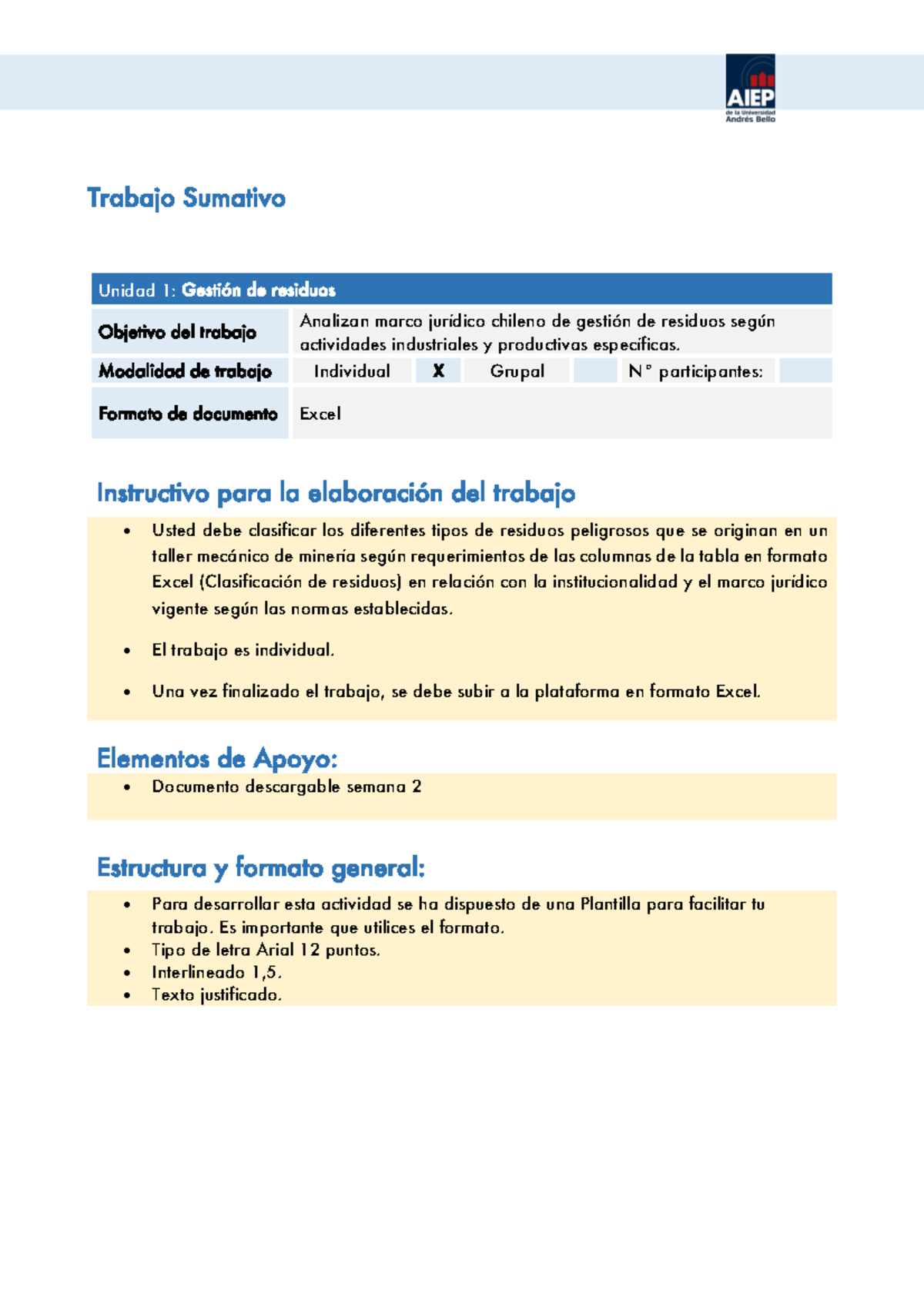 VF SAM001 Actividad Práctica A Semana 2 - Trabajo Sumativo Instructivo para la elaboración del ...