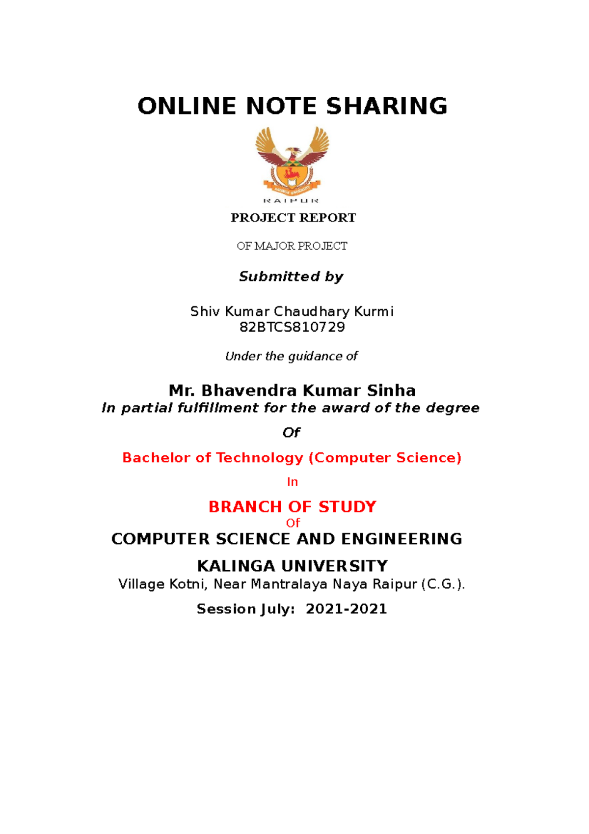 Online Note Share Report (Shiv Chaudhary) - ONLINE NOTE SHARING PROJECT ...