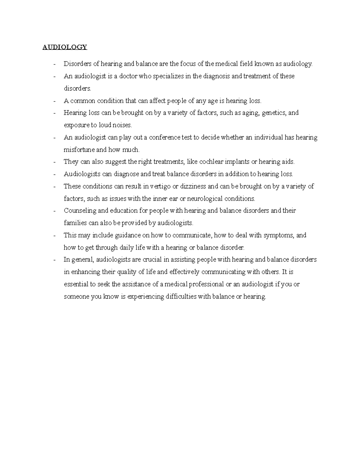 Audiology Notes 1 - Hearing and hearing disorders for speech-language ...