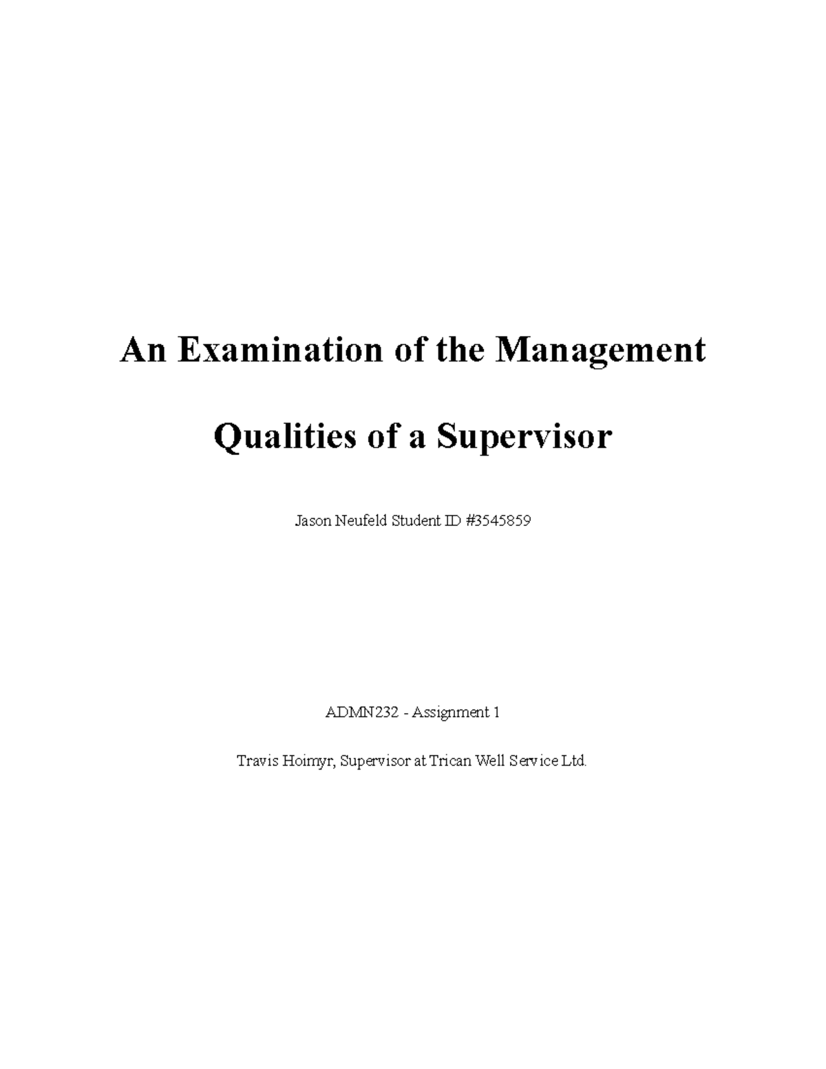 ADMN 232 Assignment #1 complete - Admn 232 - AU - Studocu