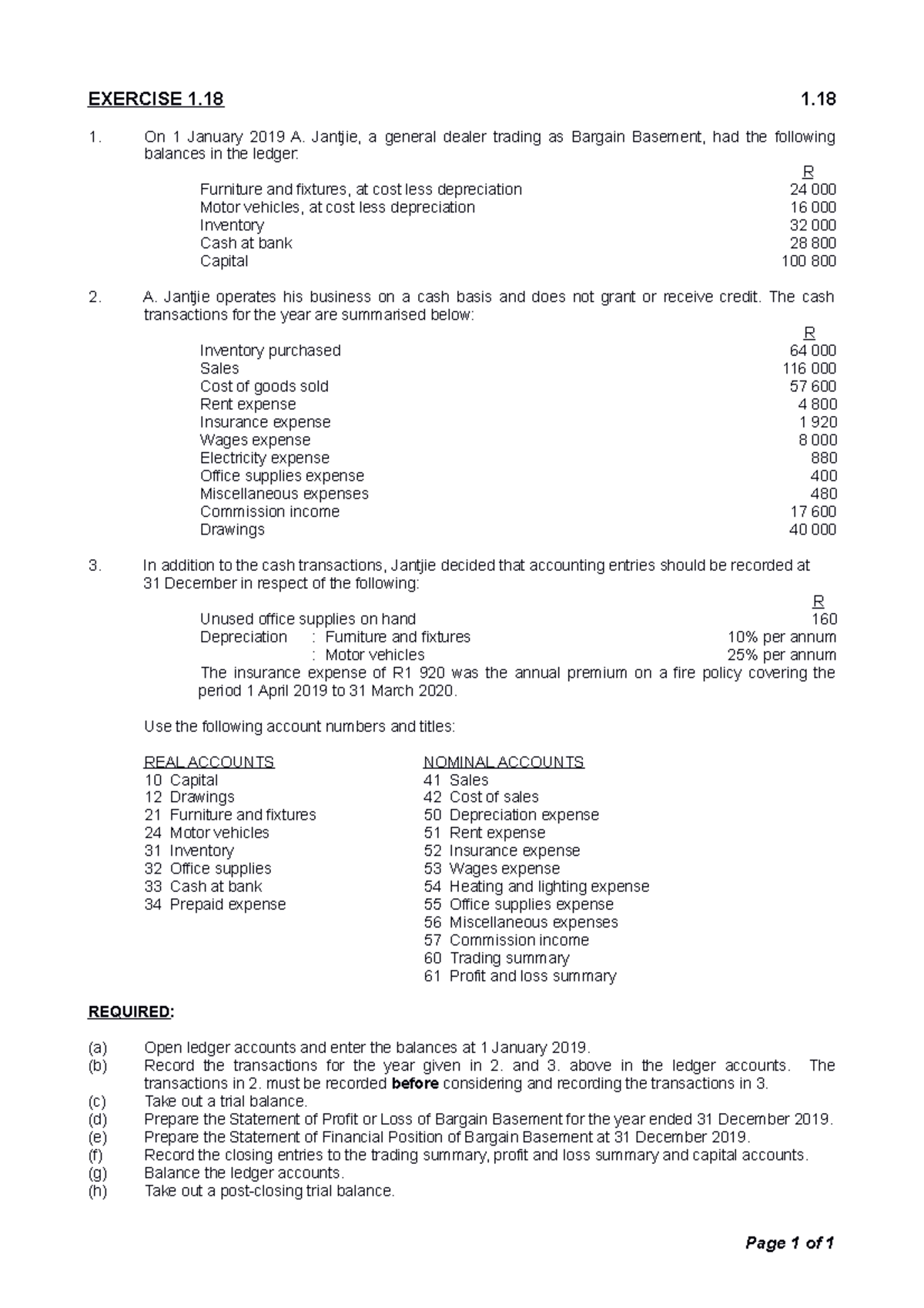 Exercise 1 18 2023 092130 Exercise 1 1 On 1 January 2019 A