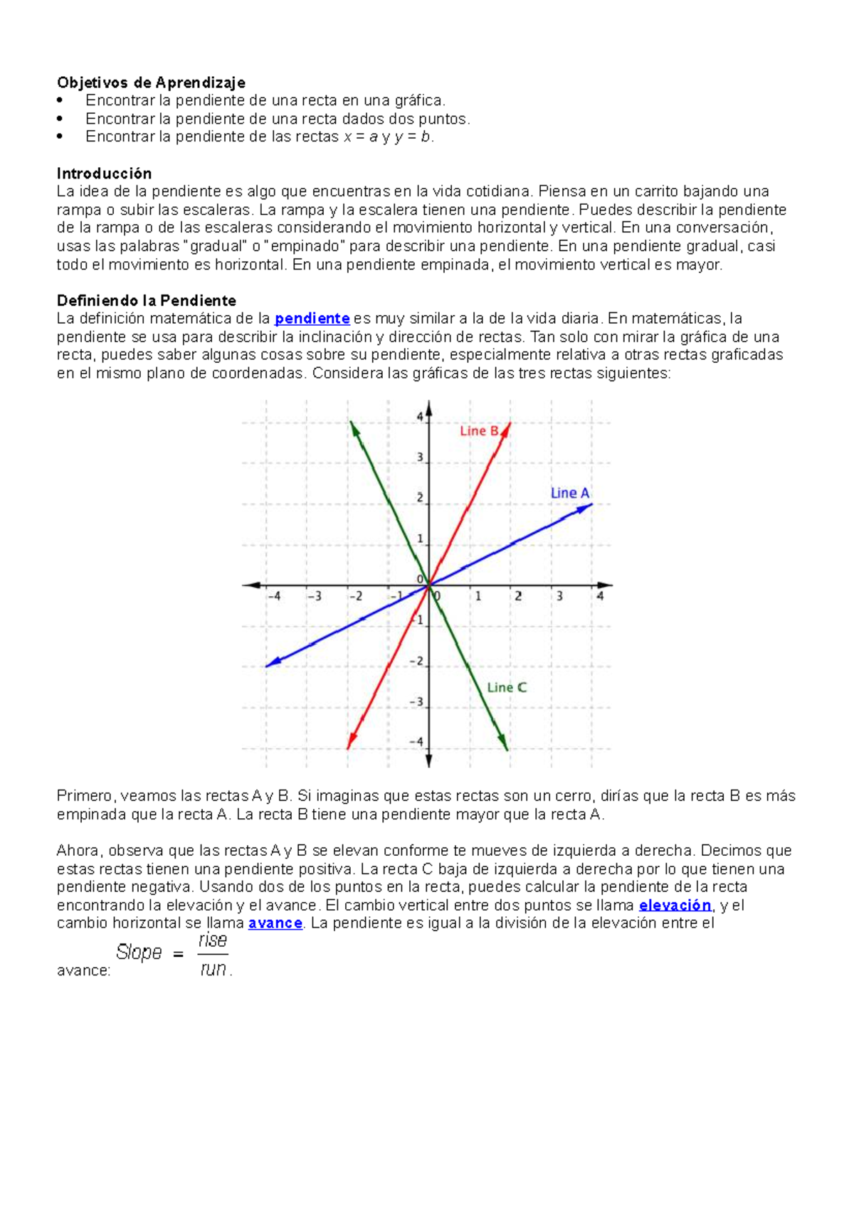 Tarea 1 - Objetivos de Aprendizaje · Encontrar la pendiente de una ...