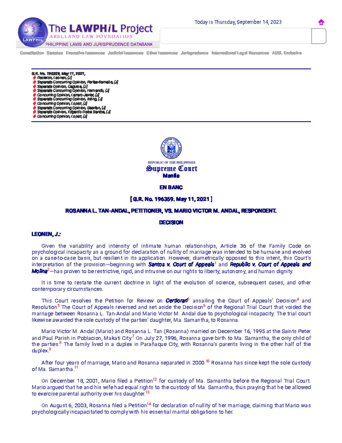 Andal v. Andal G.R. No. 196359 - Constitution Statutes Executive ...