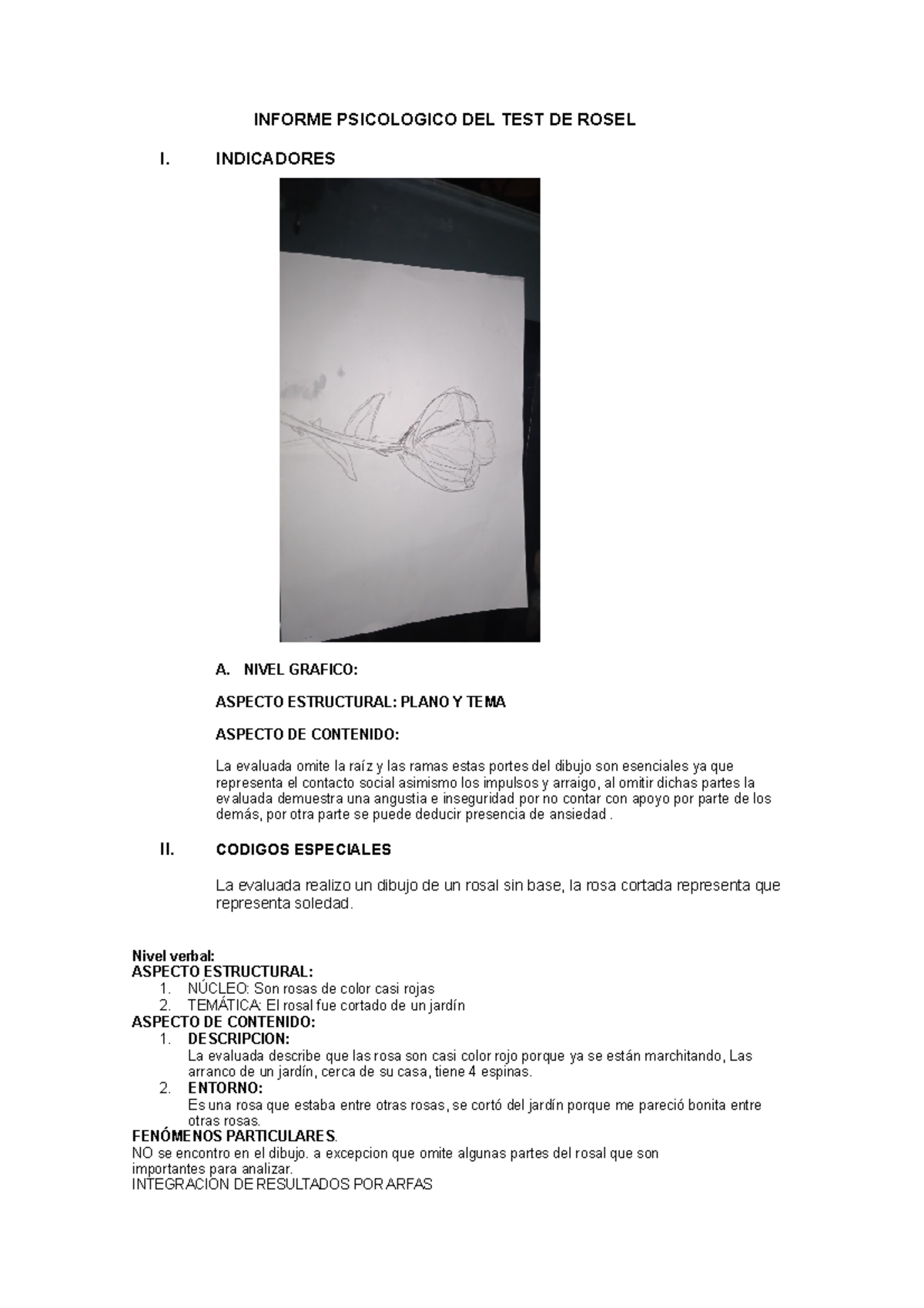 Test de Rosel - Test de personalidad - INFORME PSICOLOGICO DEL TEST DE ...