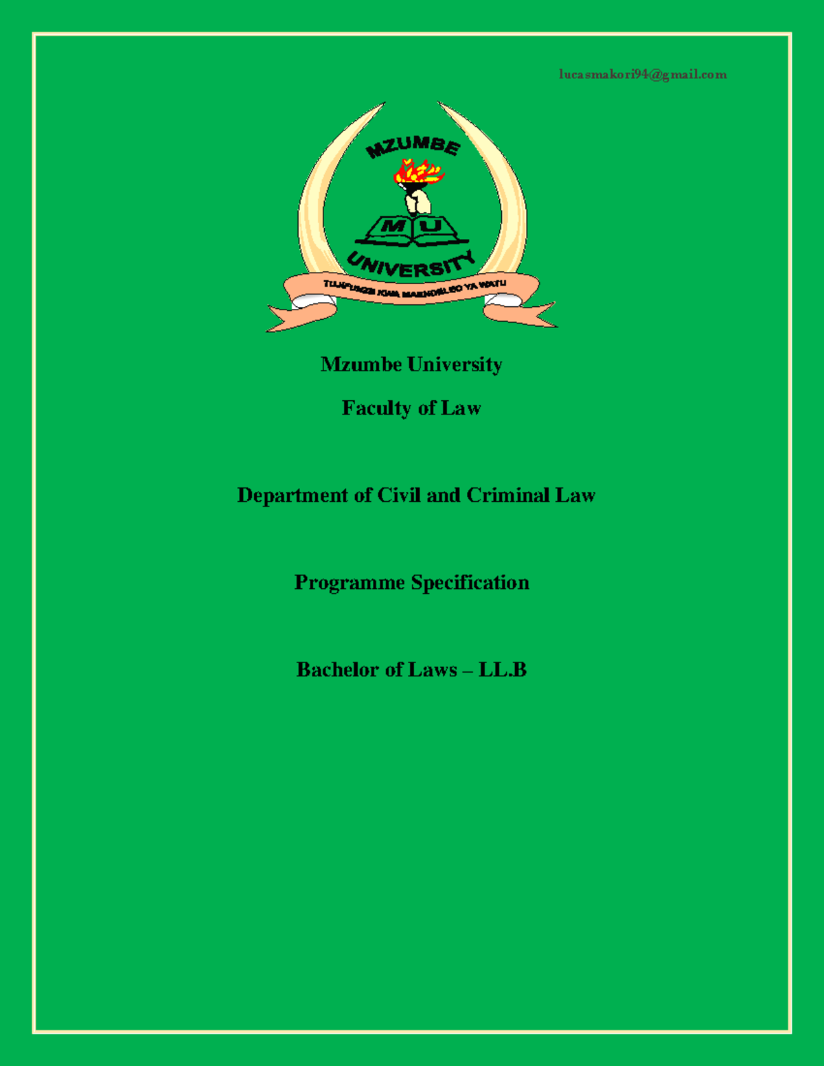 Course Outline - Mzumbe University Faculty of Law Department of Civil ...
