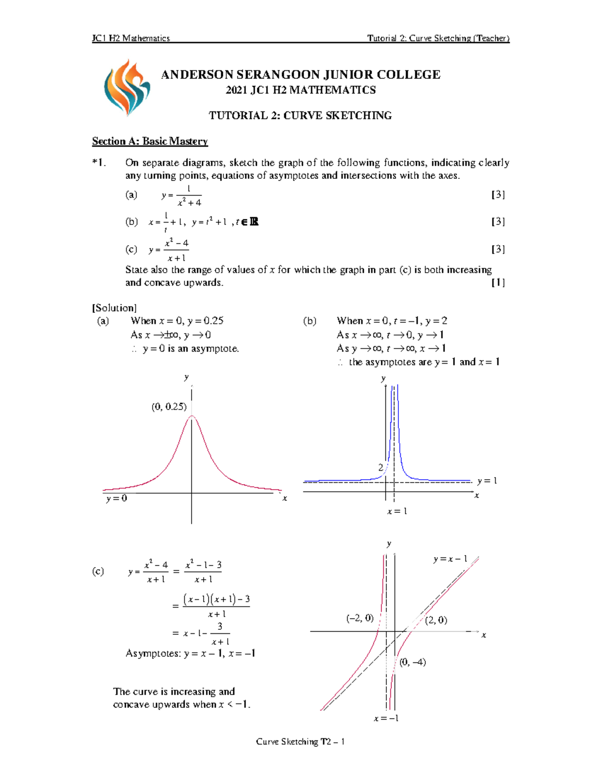 2021 T02 Curve Sketching Sol (ACD) - ANDERSON SERANGOON JUNIOR COLLEGE ...