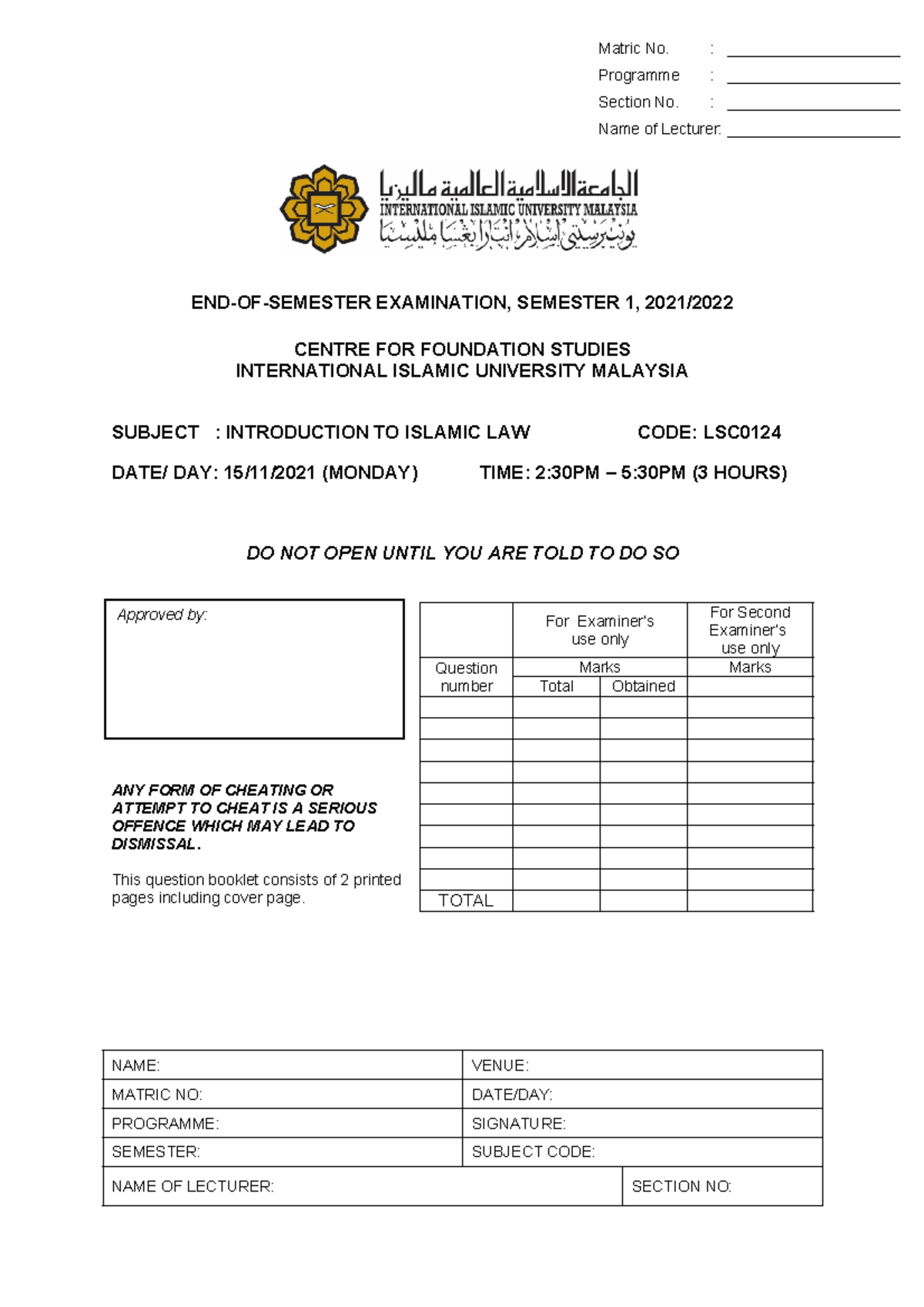 ITIL Sample of EOS examnination (for class discussion) - END-OF ...