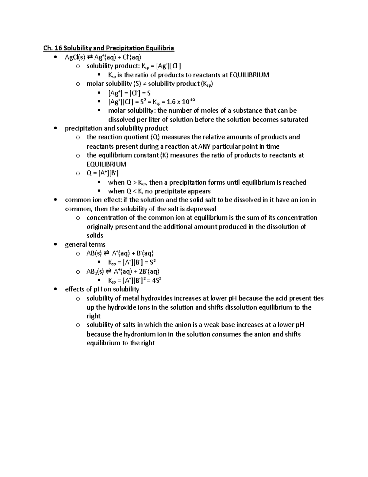 MIdterm 1 Study Guide - Professor Philippe Guyot-Sionnest - Ch. 16 ...
