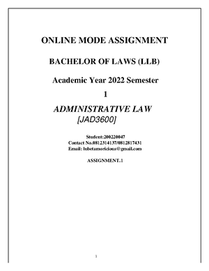 Administrative LAW Assignment 3 Final - ONLINE MODE ASSIGNMENT BACHELOR ...