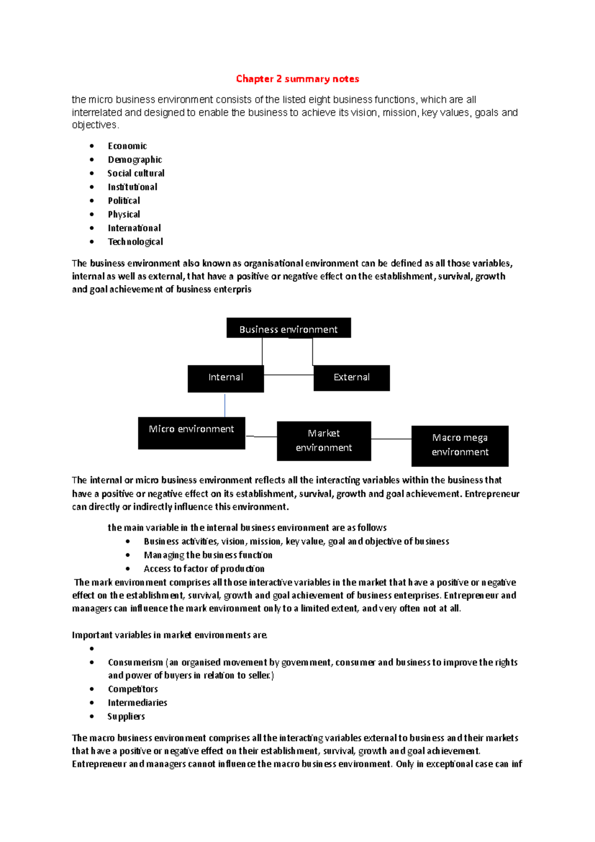 Chapter 2 summary notes EB121 - Chapter 2 summary notes the micro ...