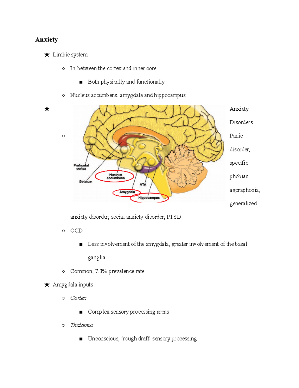 Anxiety - Anxiety ★ Limbic system In-between the cortex and inner core Both physically and - Studocu