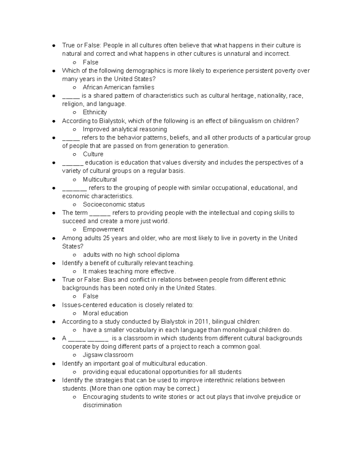 Chapter 5 Quiz - Professor Diana Aria, McGraw Connect Hill Book - True ...