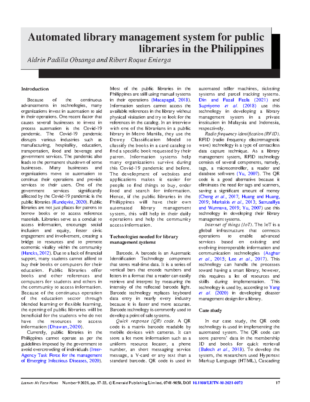 imc 651 article - Automated library management system for public ...