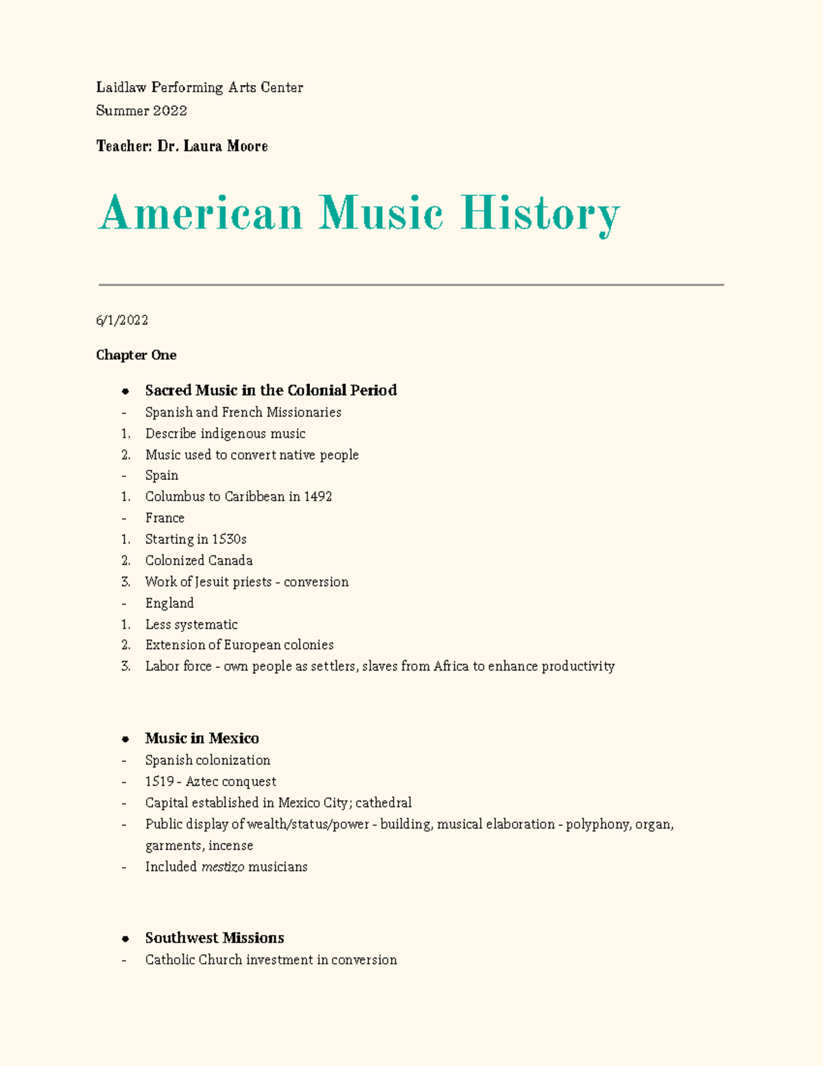 American Music History - Laidlaw Performing Arts Center Summer 2022 ...