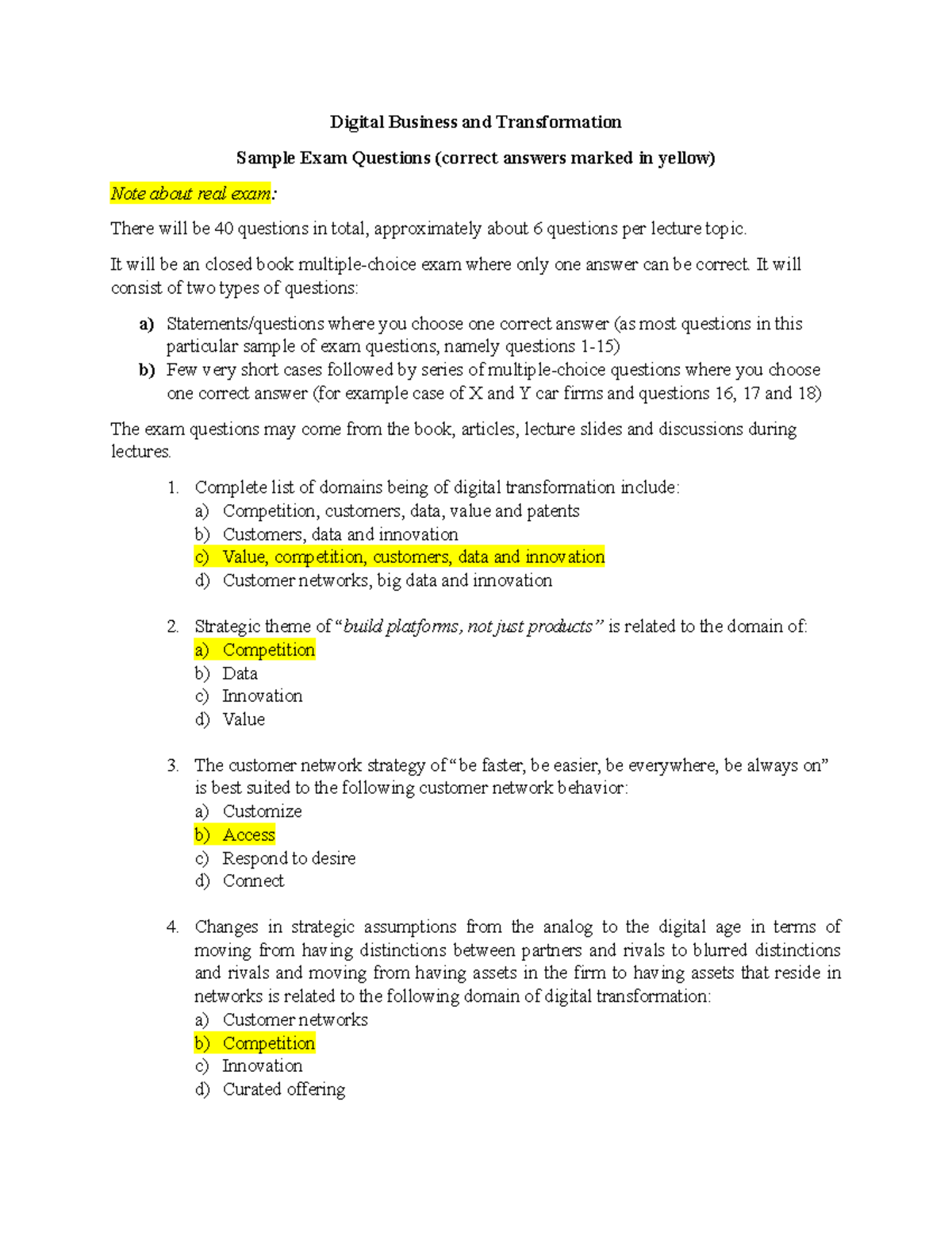 DBT Sample Exam Questions(1) - Digital Business and Transformation ...