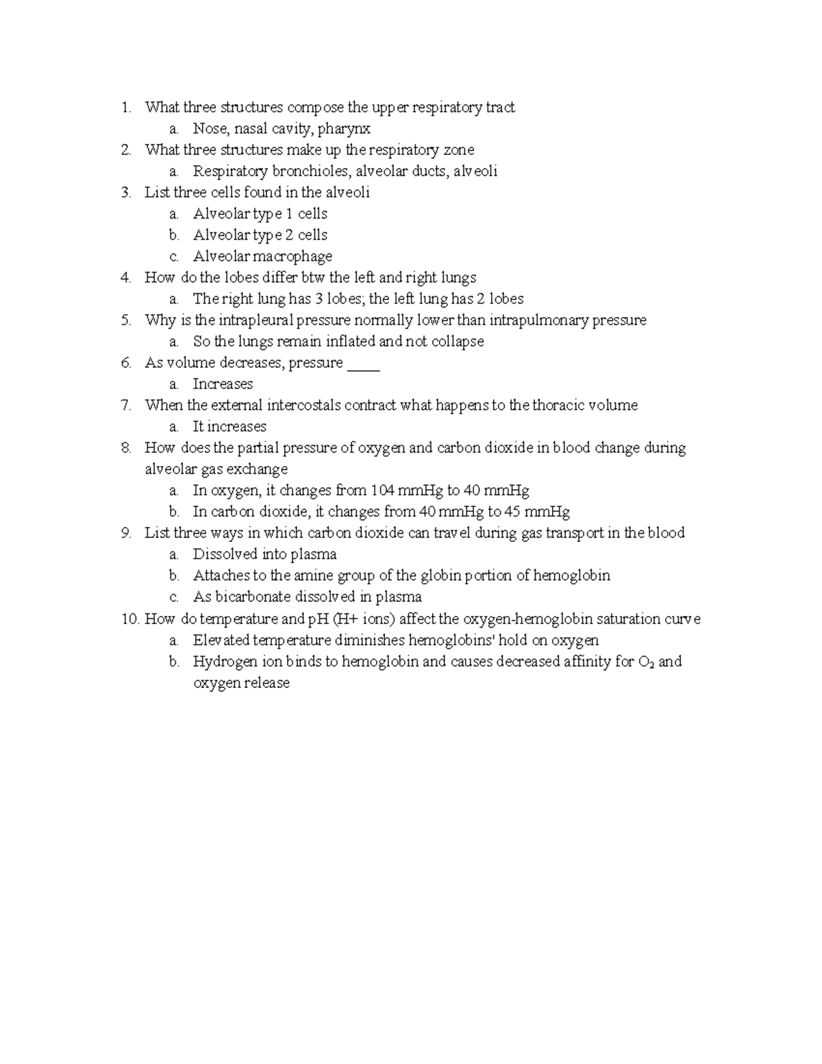 Respiratory System Practice Questions - What three structures compose ...