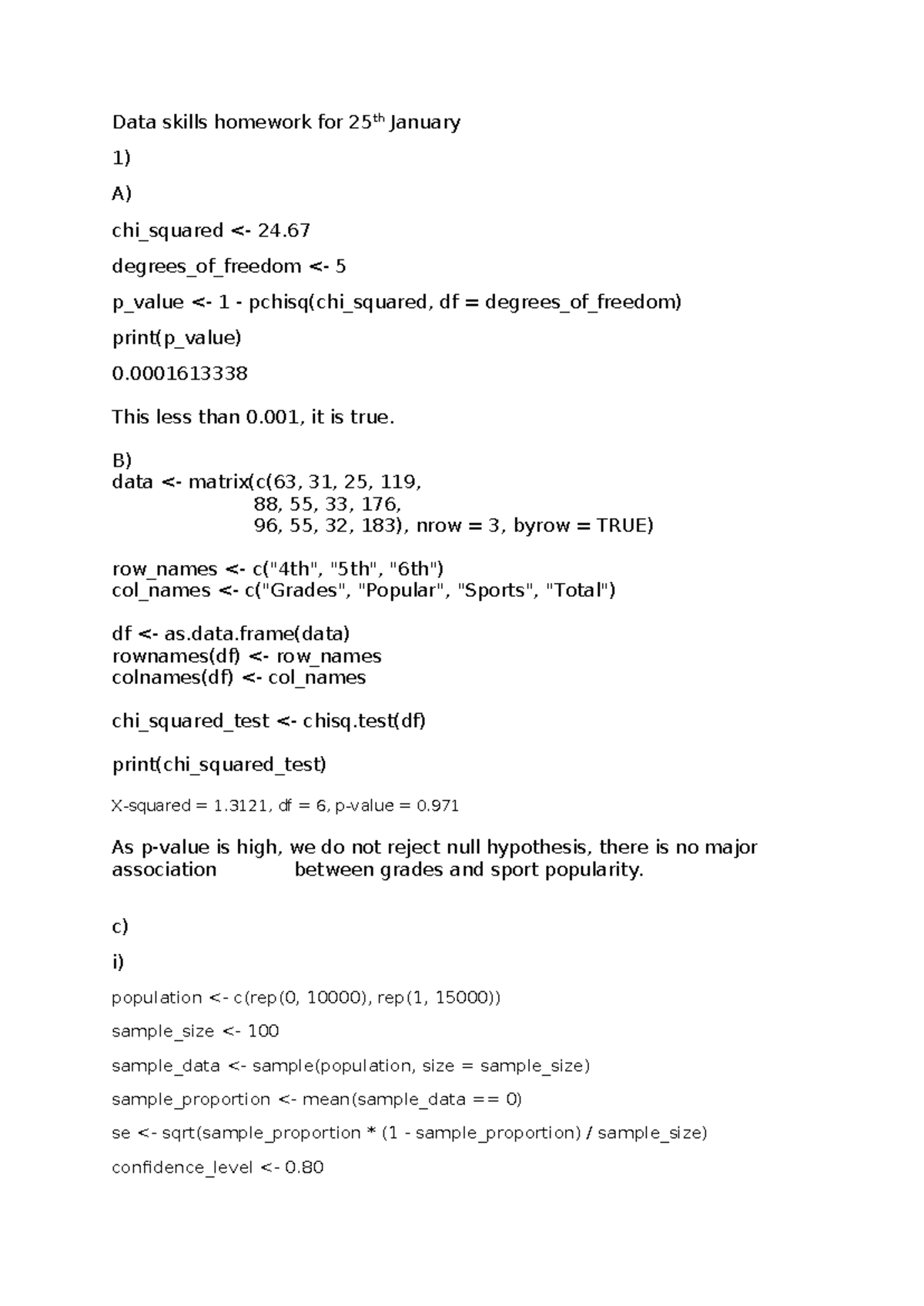 25 jan hw - Homework due 25th jan - Data skills homework for 25th ...