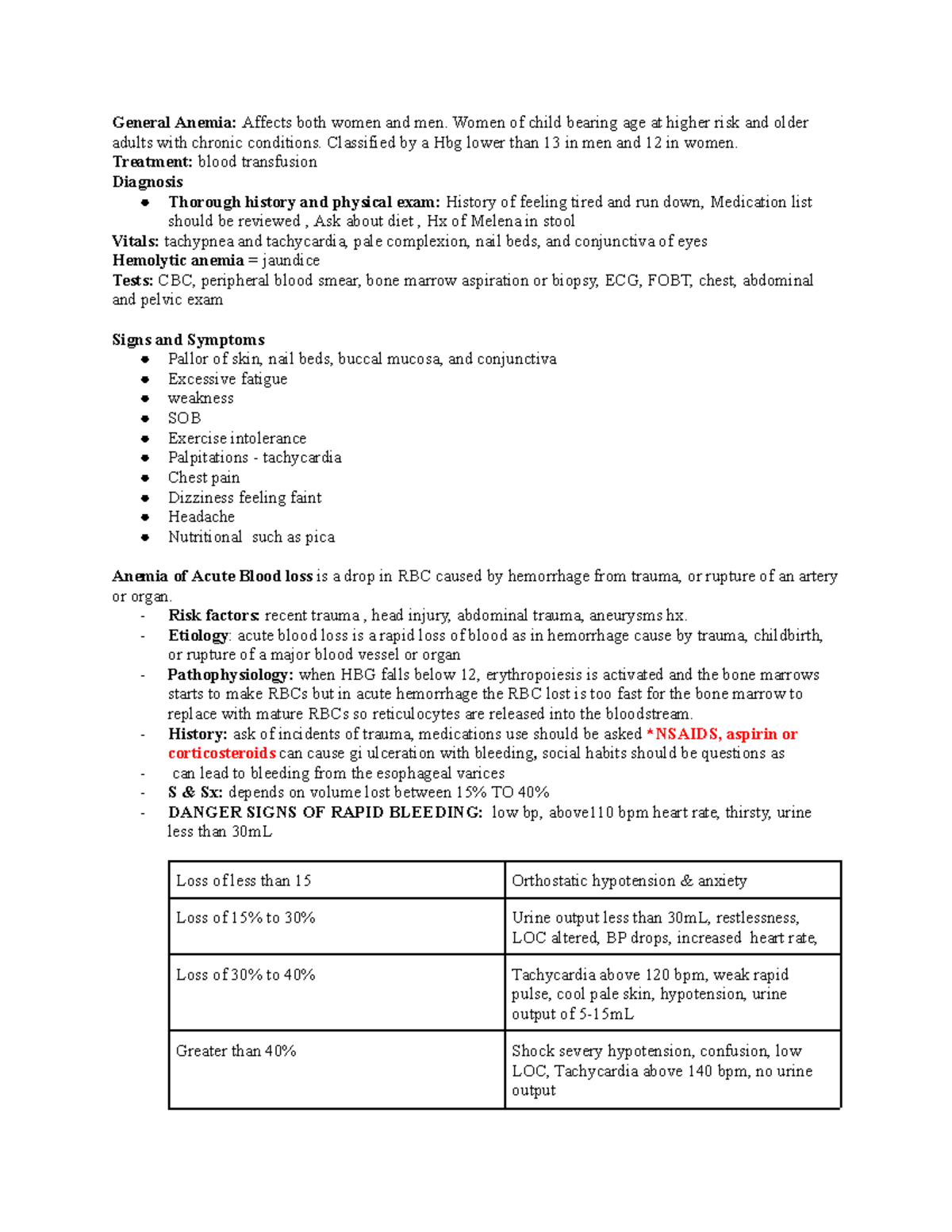 Anemia Notes - General Anemia: Affects both women and men. Women of ...