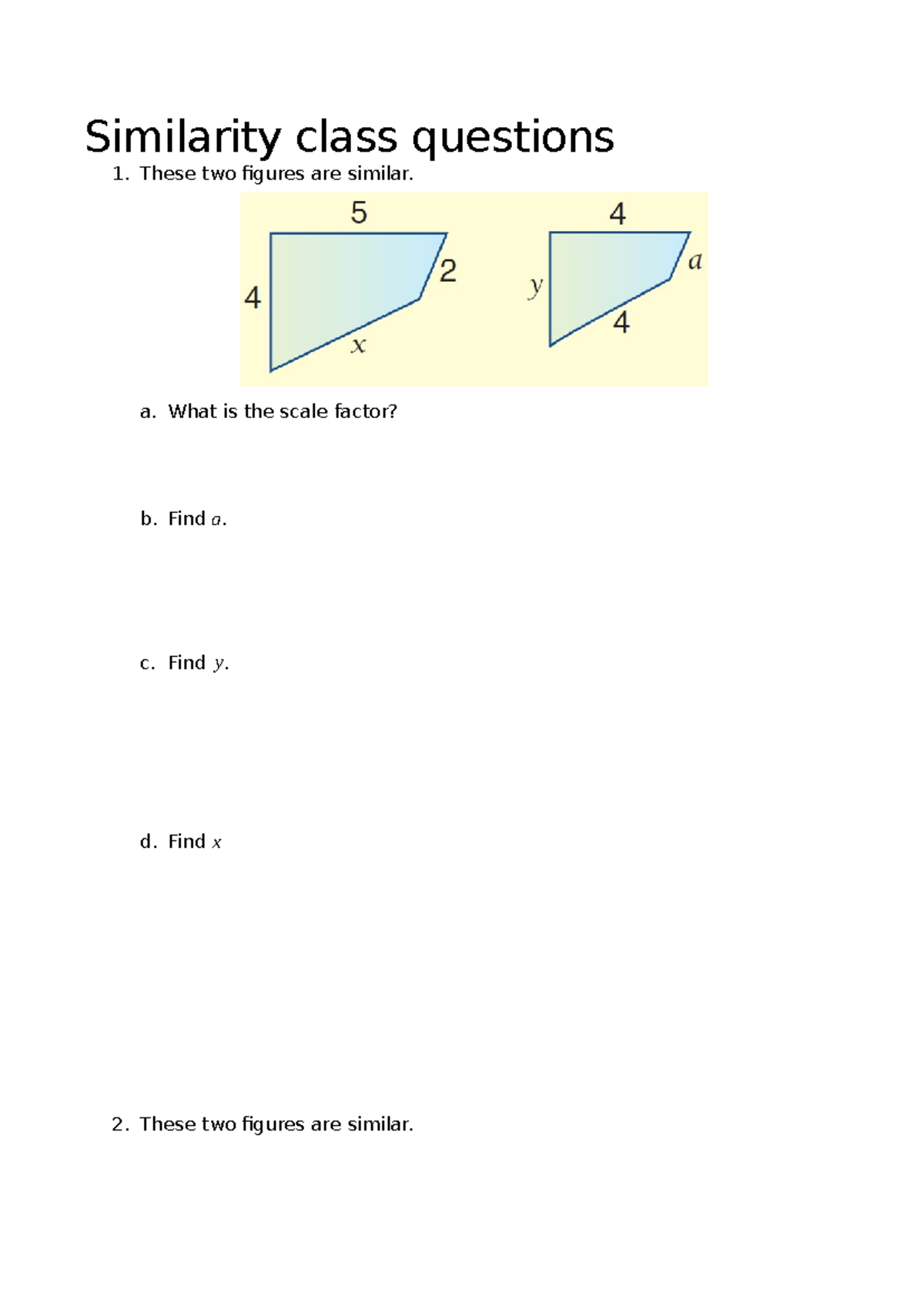 Similarity class questions - MATH1131 - Similarity class questions ...