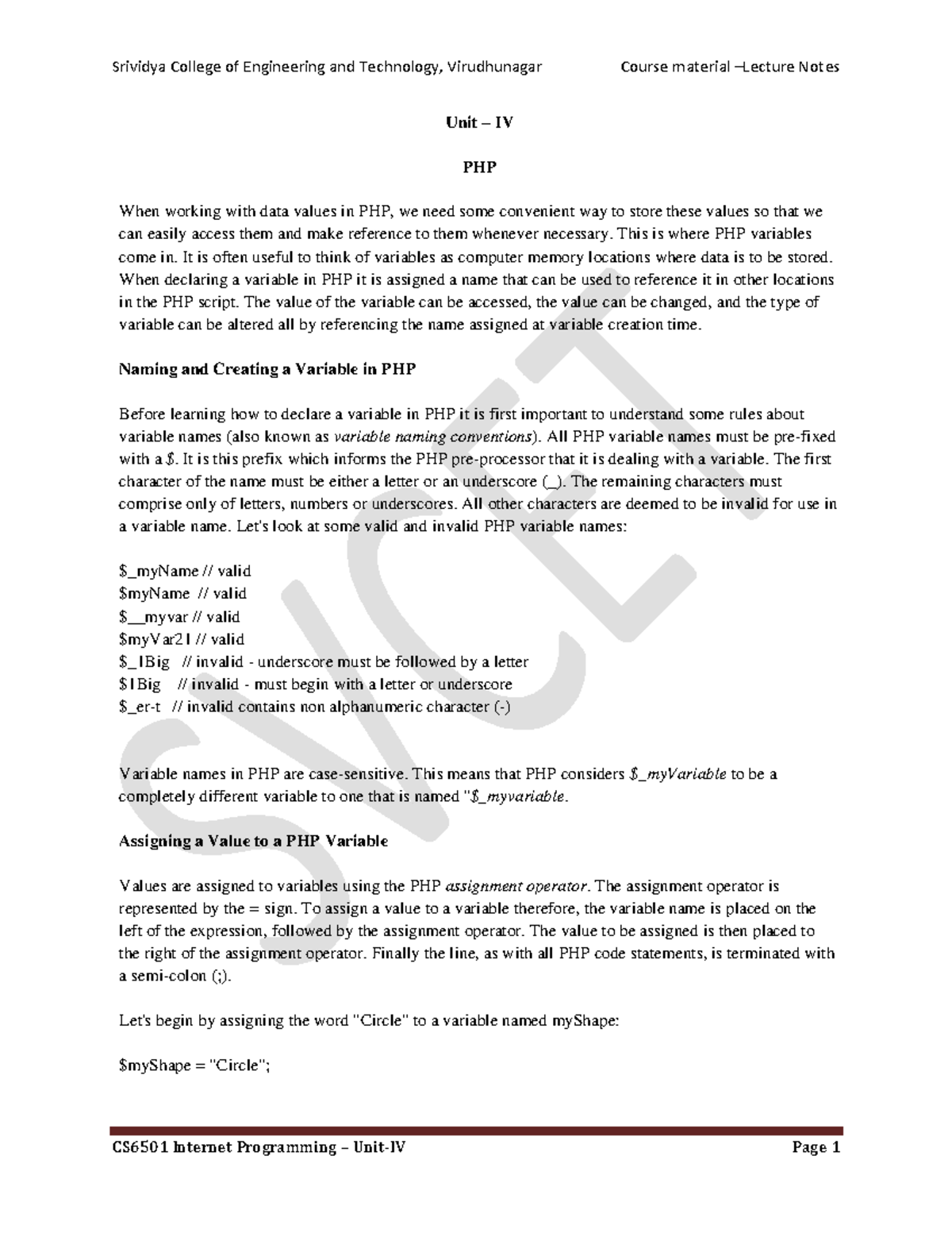 UNIT4 - vbzxxv zx - Unit – IV PHP When working with data values in PHP, we need some convenient ...