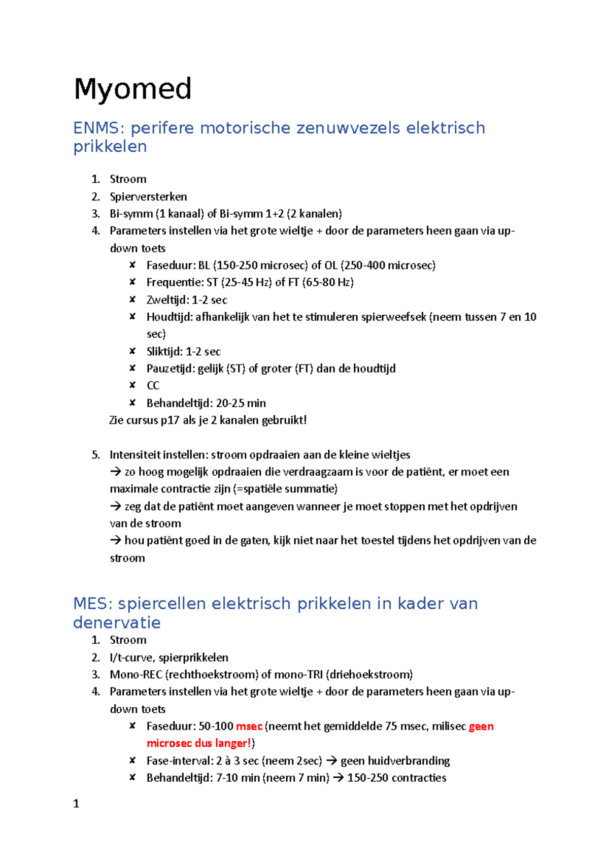 1. Myomed instellingen (alles) - Fysische middelen in de revalidatie en ...