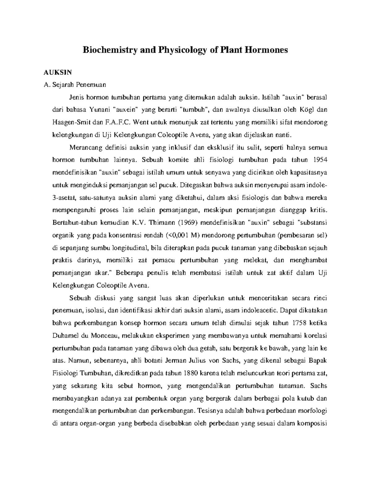 Hormon Tanaman (Auksin, Sitokinin, Giberelin) - Biochemistry and ...
