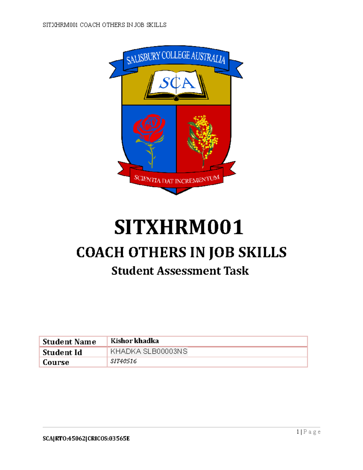 20210701 Sitxhrm 001 Assessment Task - SITXHRM COACH OTHERS IN JOB ...