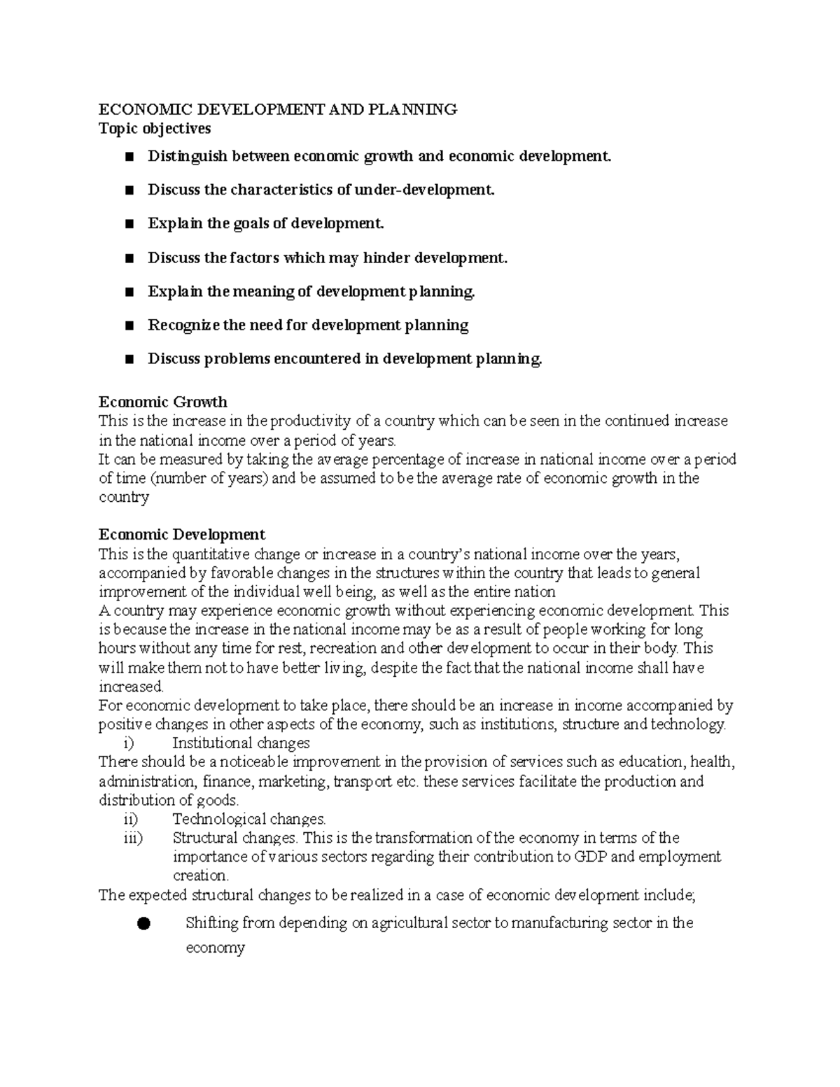 Economic Development AND Planning - ECONOMIC DEVELOPMENT AND PLANNING ...