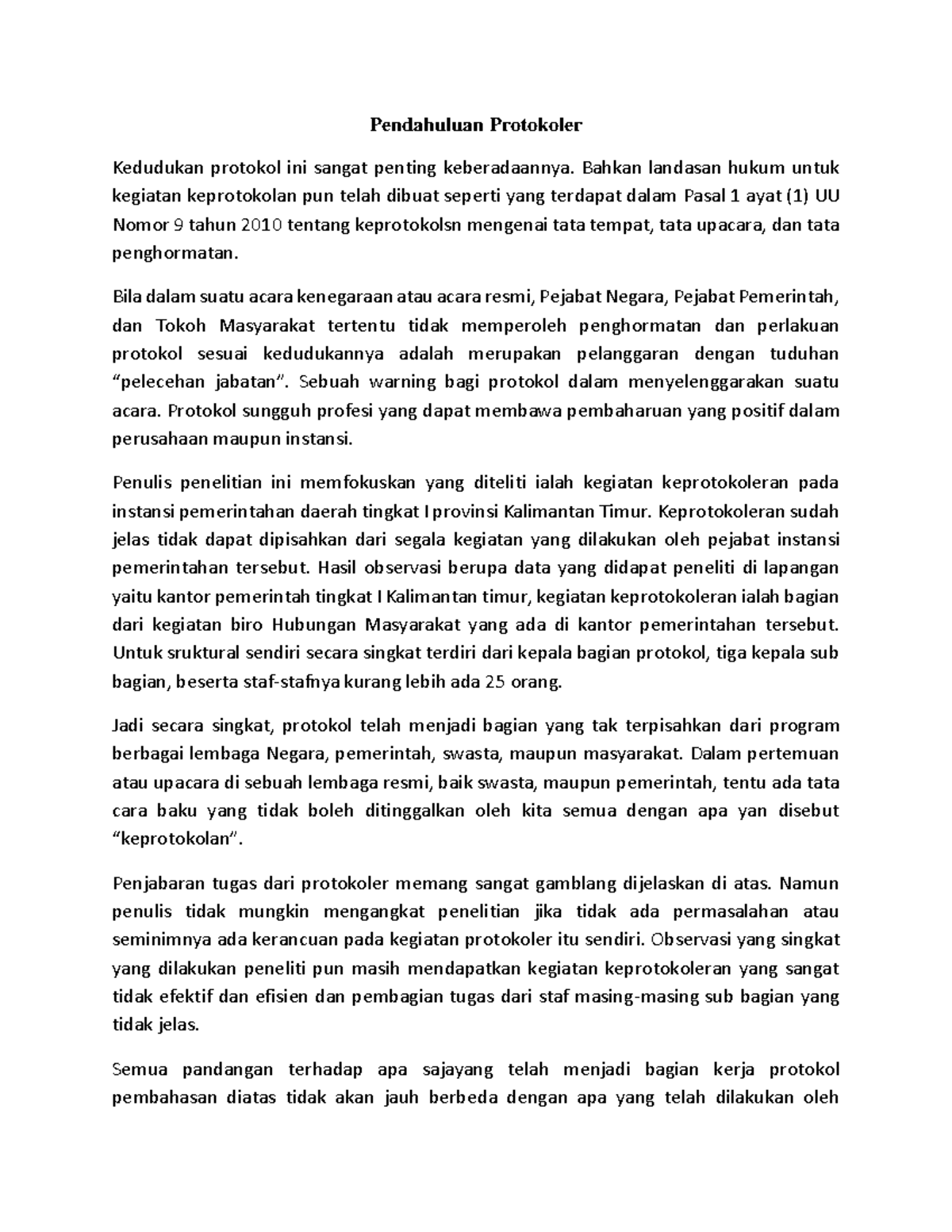 Pendahuluan Protokoler - Pendahuluan Protokoler Kedudukan protokol ini ...