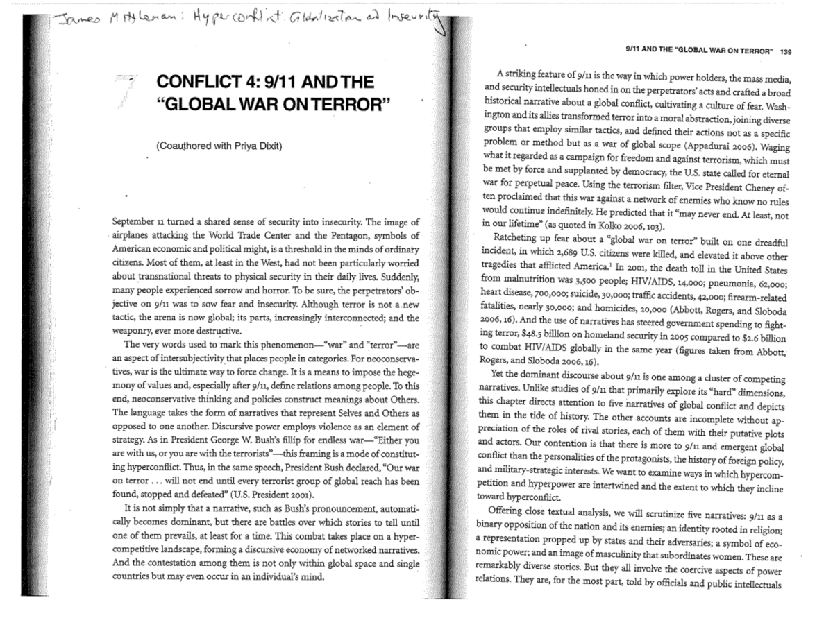 Mittleman 911 andthe Global War on Terror - ASAM164 - Studocu